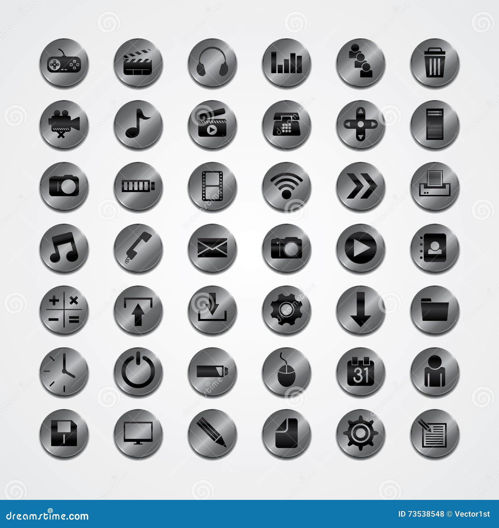 Metal Plate Theme Icon Button Set Stock Vector - Illustration of ...