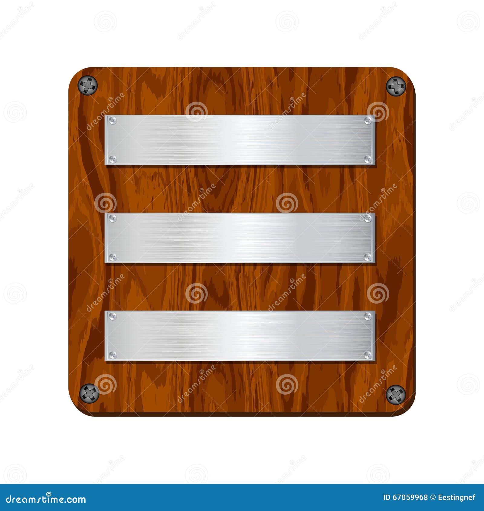 Metal Plate on Wooden Plank. Stock Vector - Illustration of billboard ...