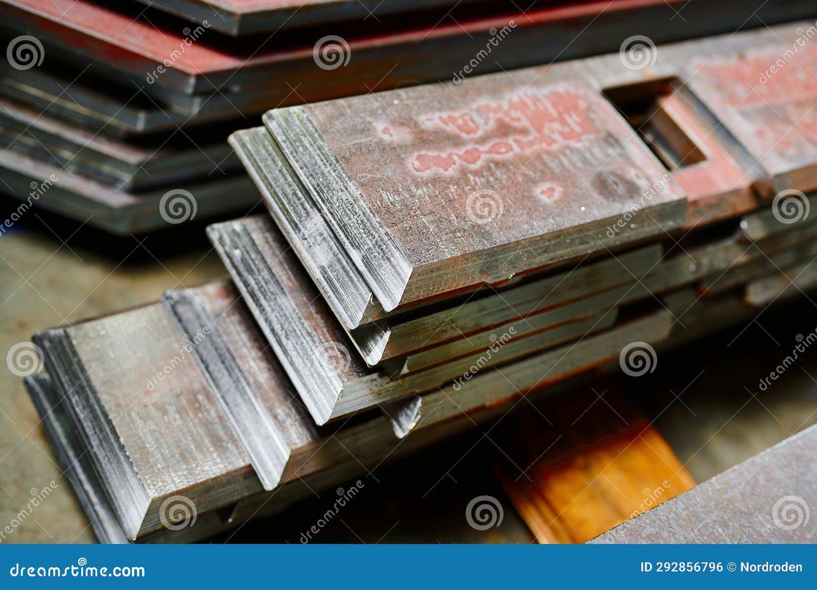 Metal Plates with Ground Edges and Corners on Floor Stock Photo - Image ...
