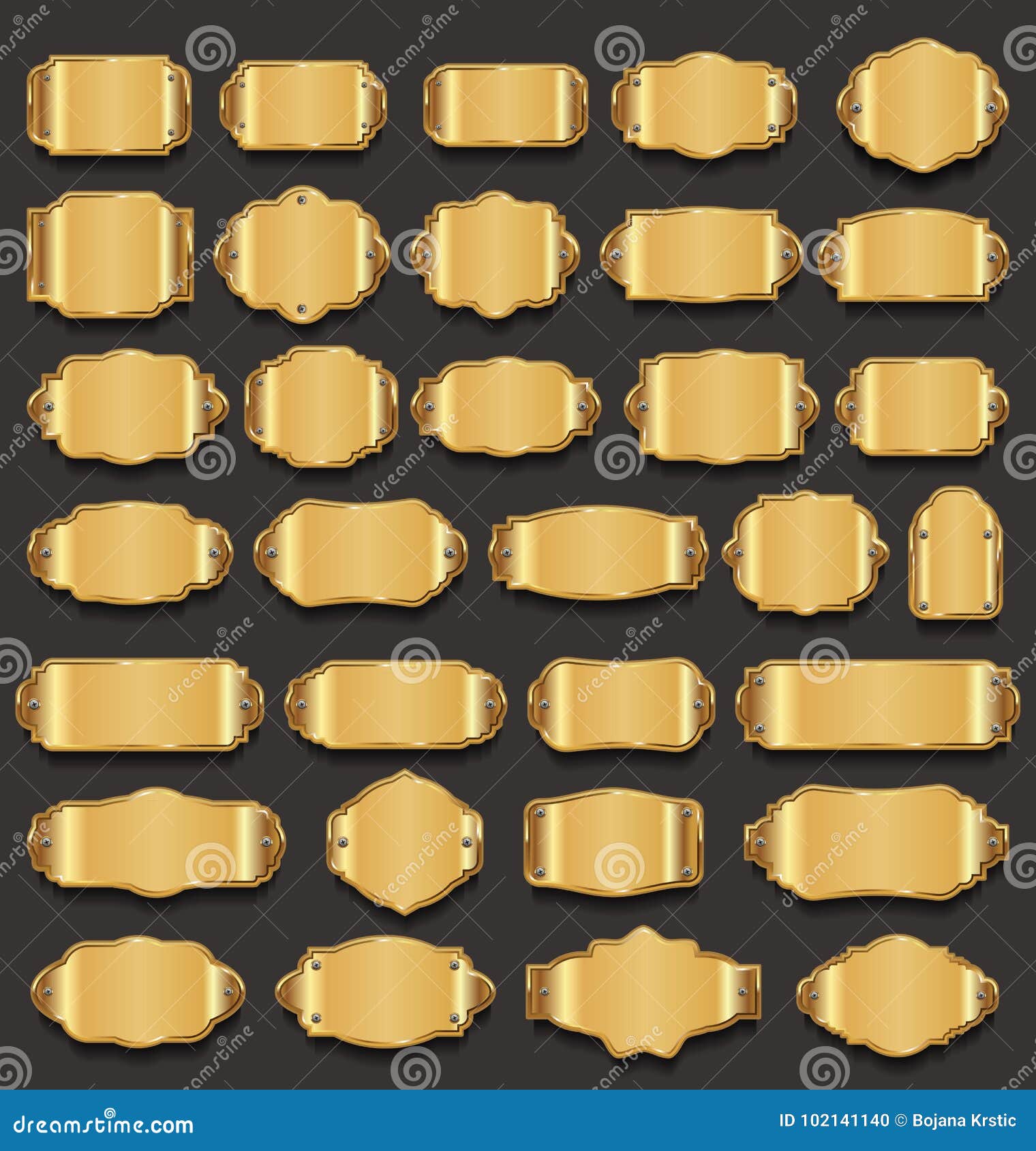 Metal Plates Premium Quality Golden Collection Stock Vector ...