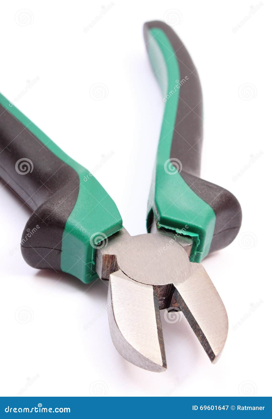 Metal Pliers on White Background Stock Image - Image of nippers, green ...