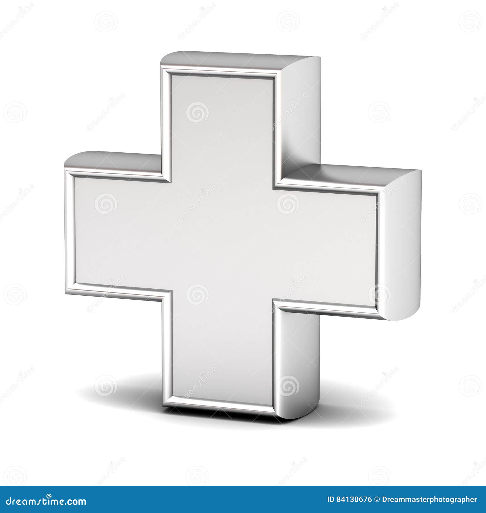 Metal Plus Sign on White Background with Reflection Stock Illustration ...