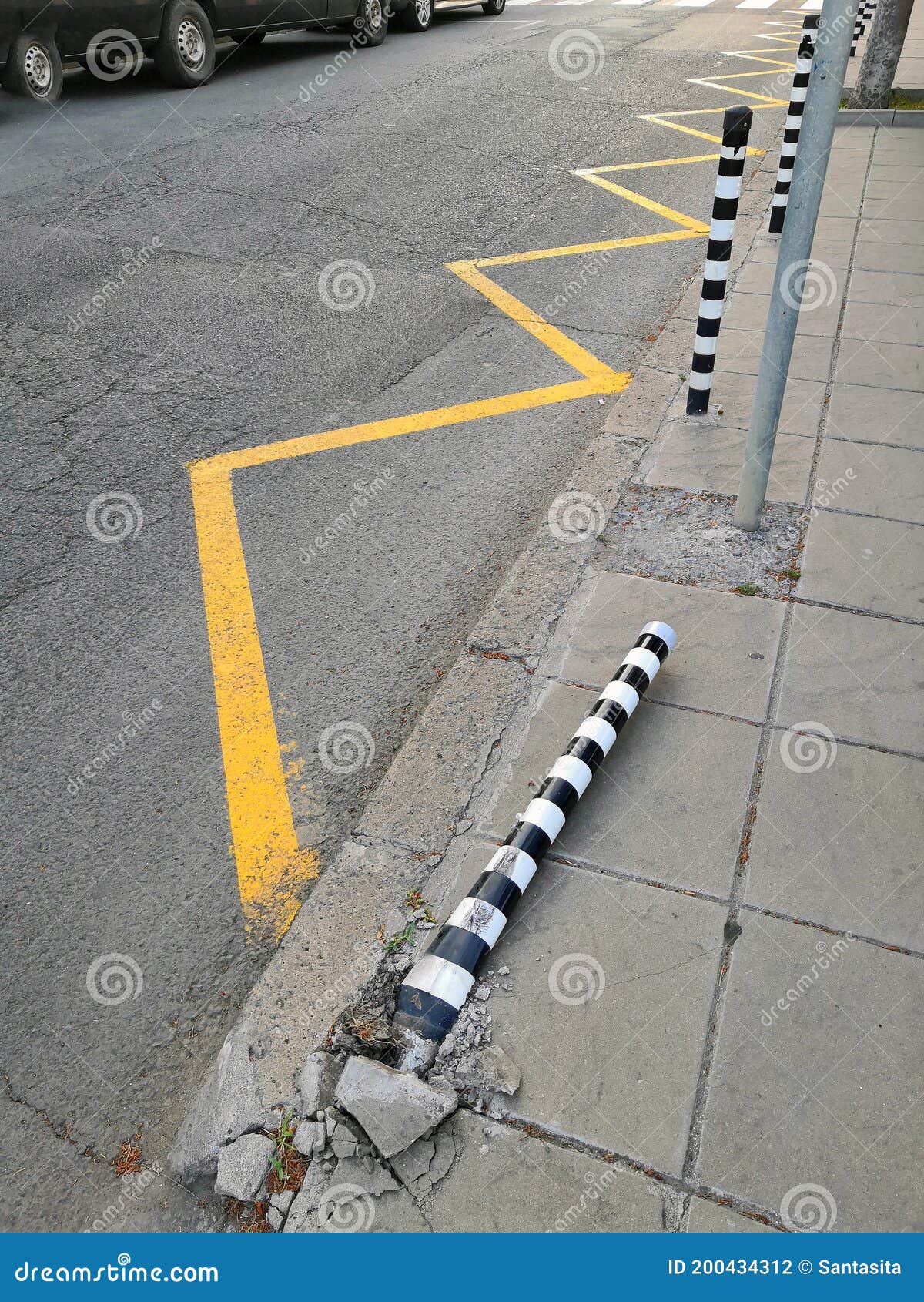 A Metal Pole is Lying at the Intersection, As a Result of an Accident ...