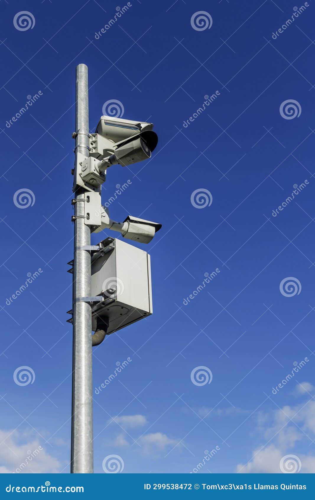 A Metal Post with Anti-rust Treatment with Several Surveillance Cameras ...