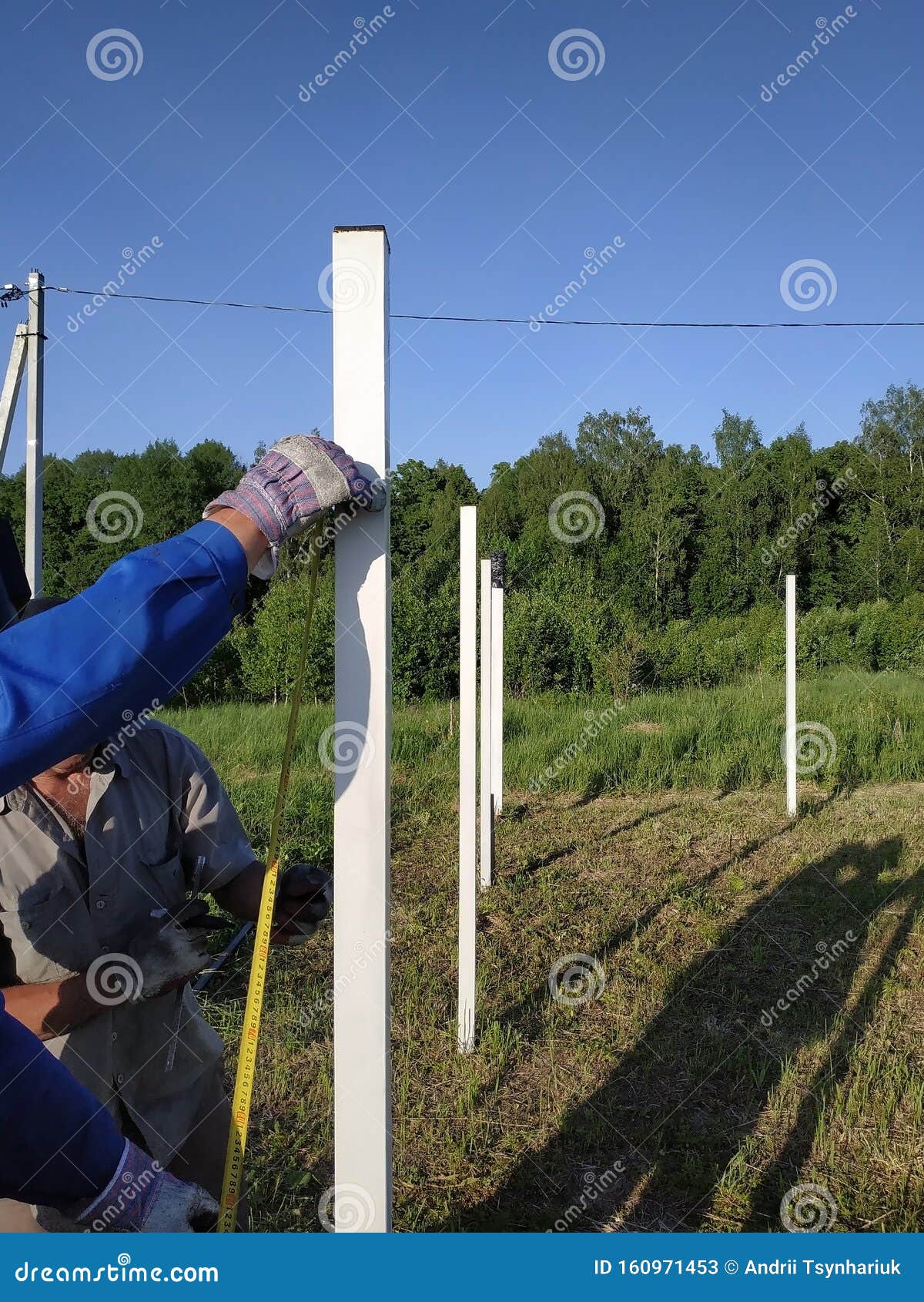 Metal Posts on a Fence in a Countryside Field Stock Image - Image of ...