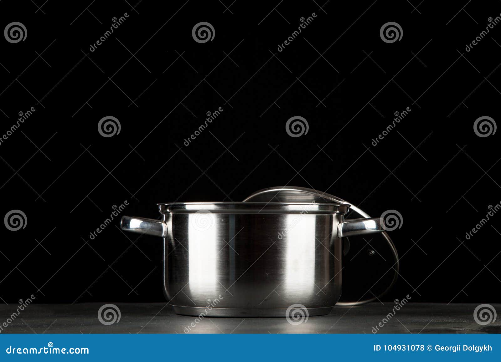 Metal Pot on Black Background Stock Photo - Image of chef, metal: 104931078