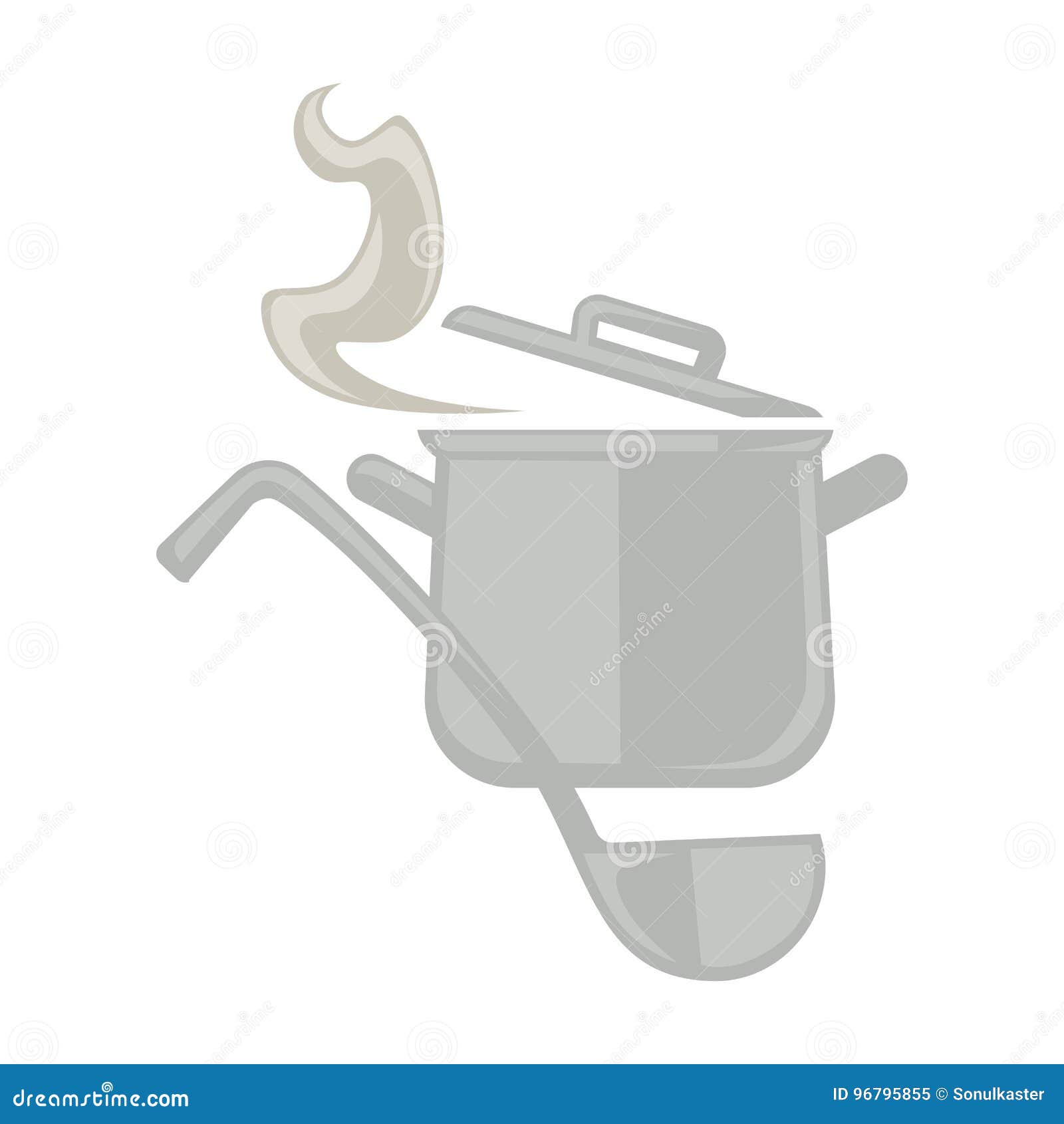 Metal Pot and Serving Spoon Stock Vector - Illustration of serving ...