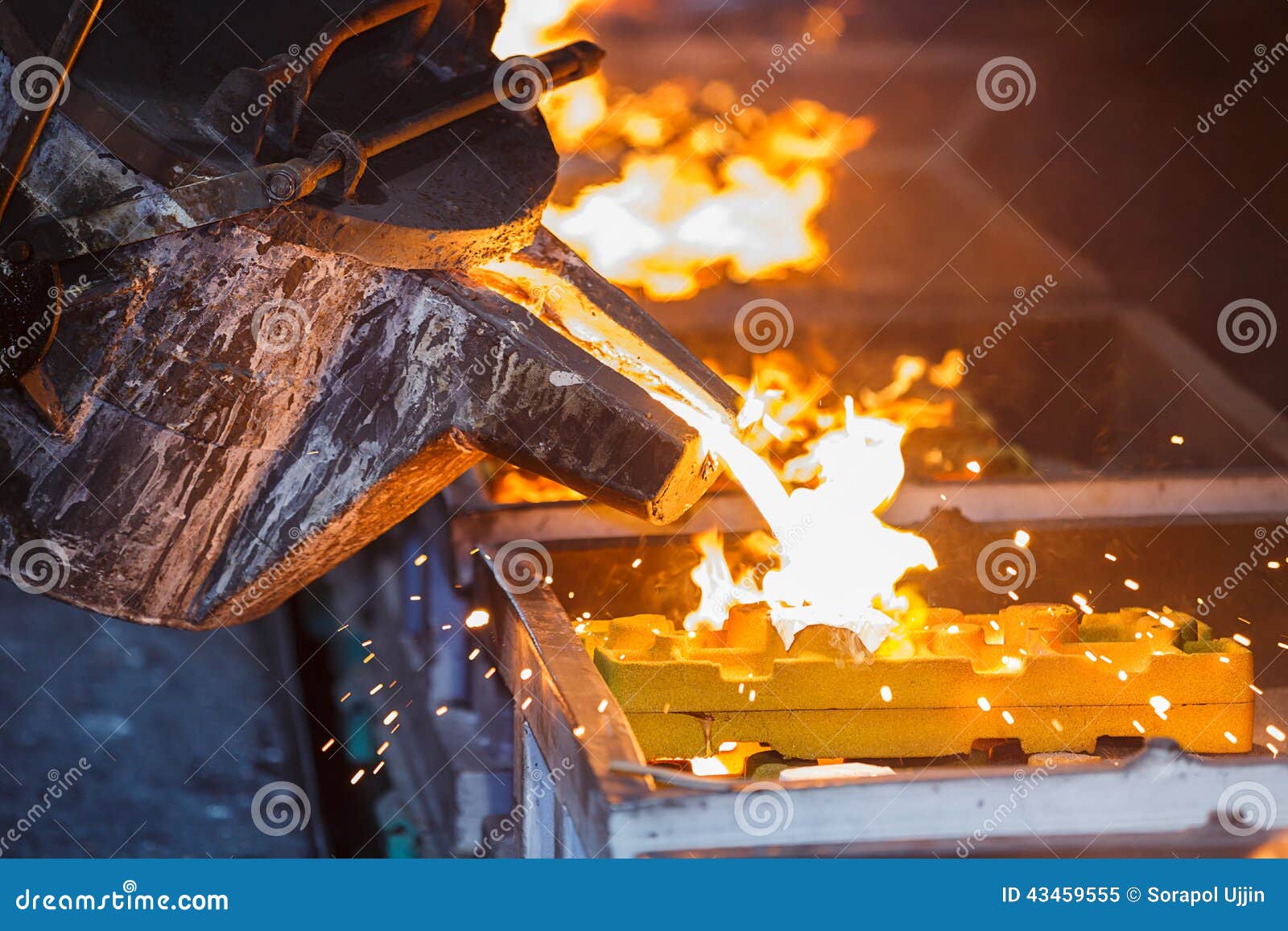 Metal Pouring in Casting Line Production Stock Image - Image of high ...