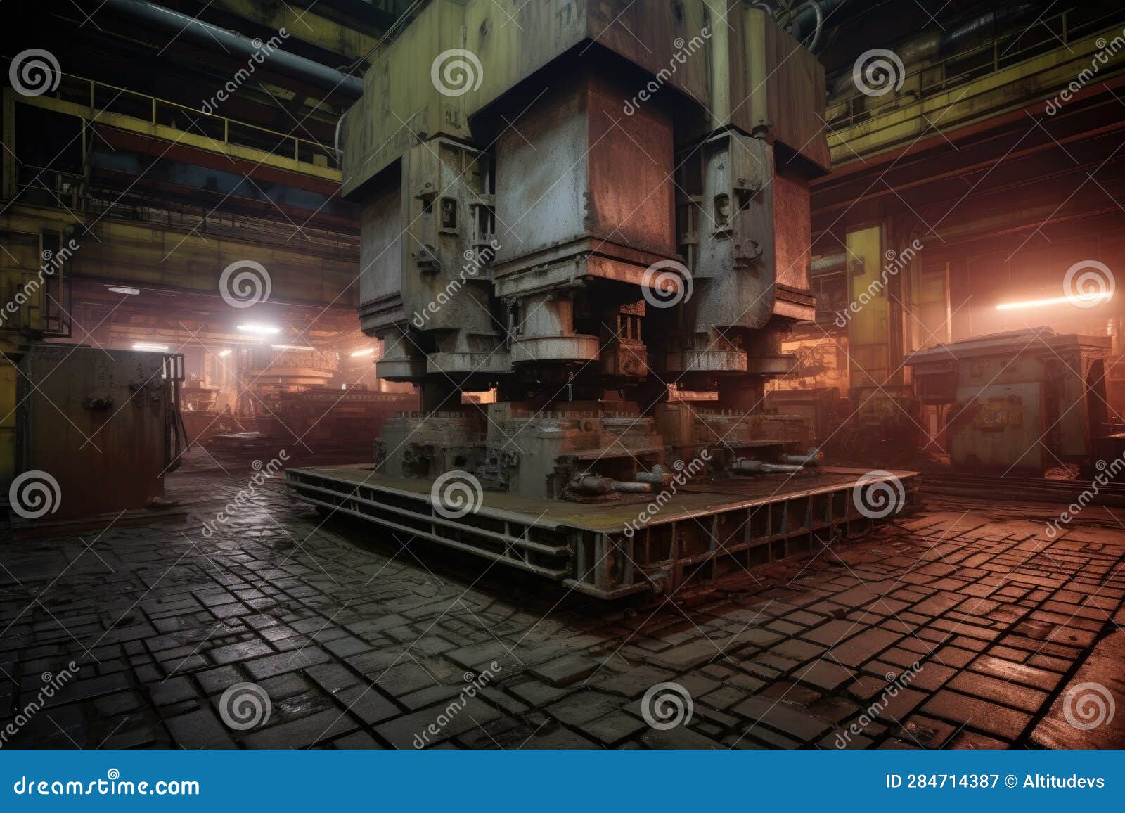 Metal Press Machine Molding Sheets of Steel Stock Illustration ...