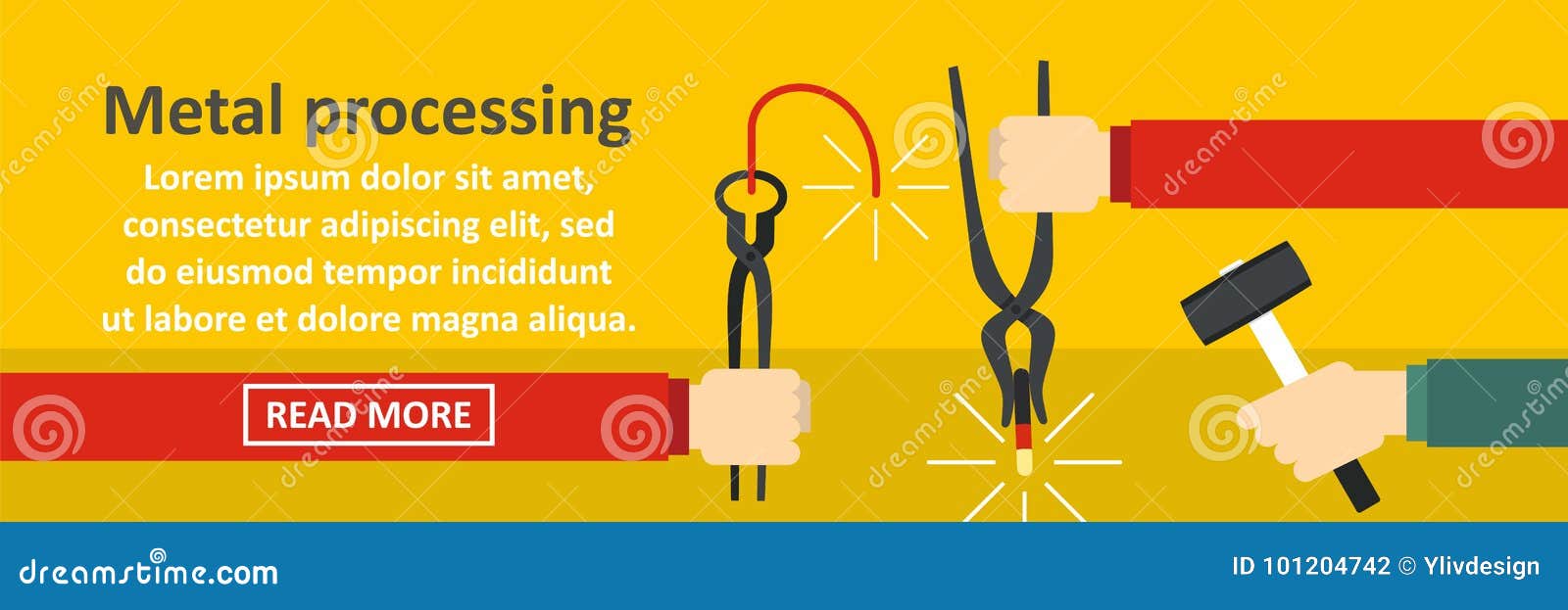 Metal Processing Banner Horizontal Concept Stock Vector - Illustration ...