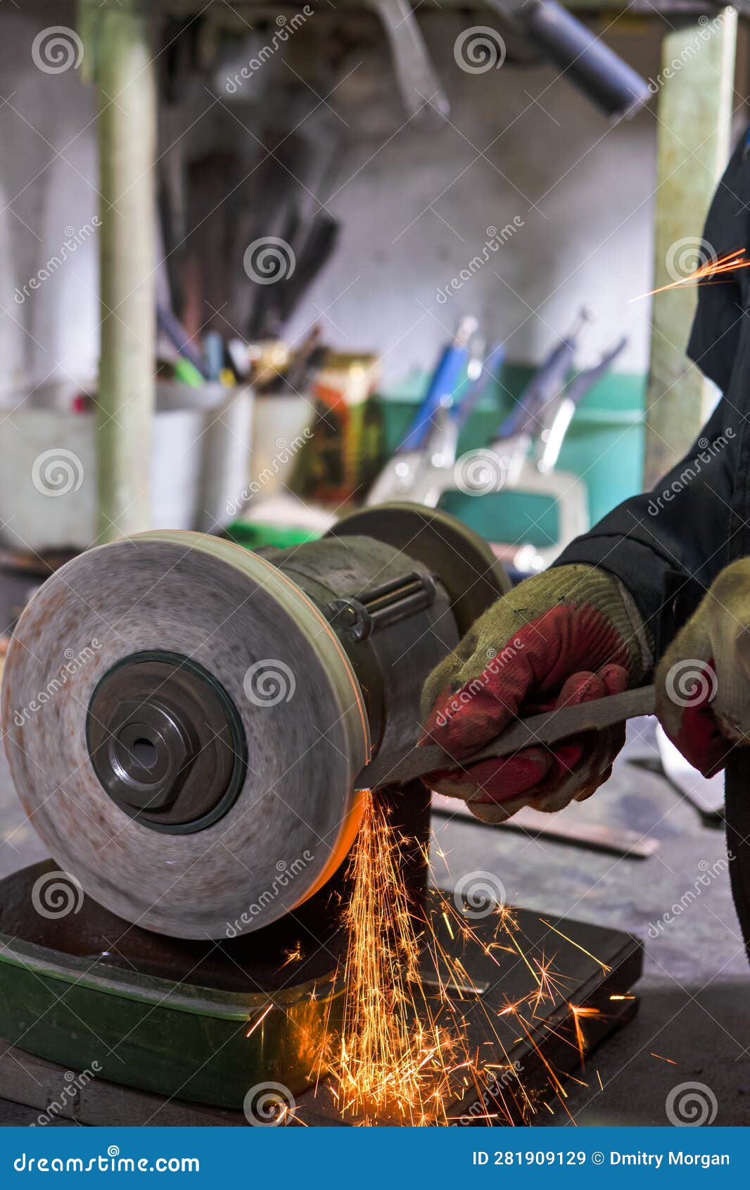 Metal Processing Ideas. Hands of Professional Fitter Man Using Metal ...