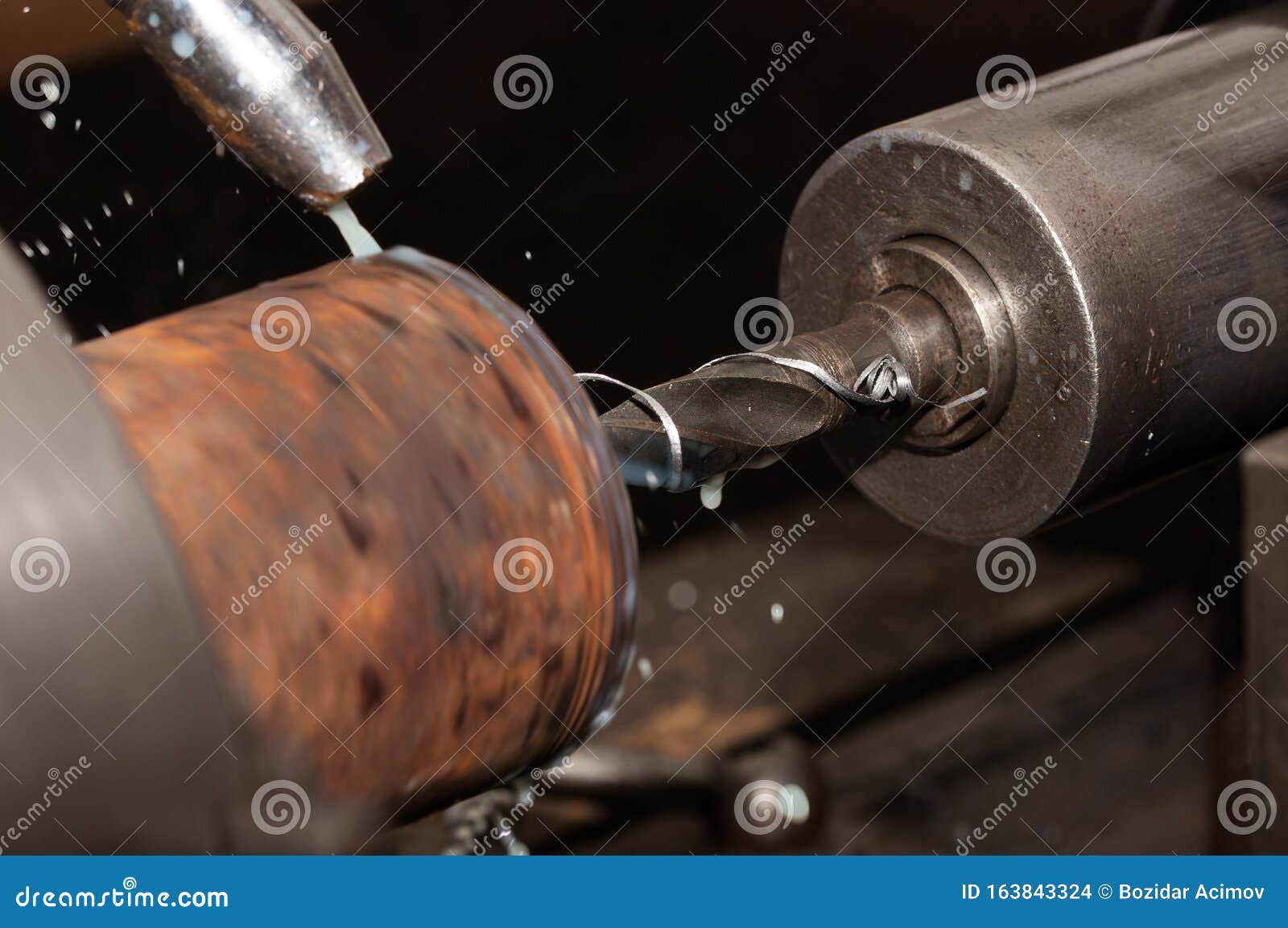 Metal Processing by Lathe Machine. Cutting Tool at Mechanical Turning ...