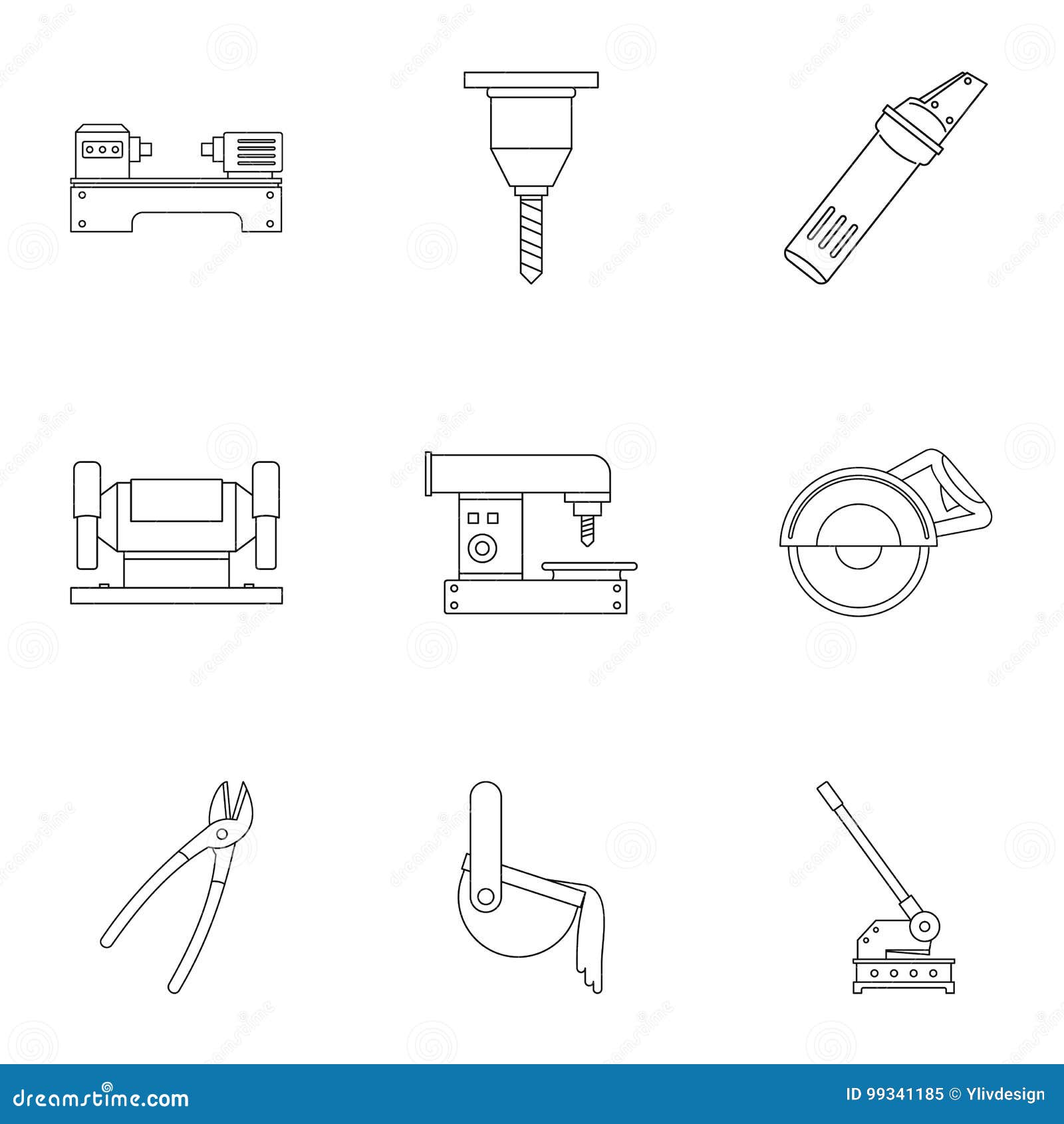 Metal Processing Profession Icon Set, Outline Style Stock Vector ...