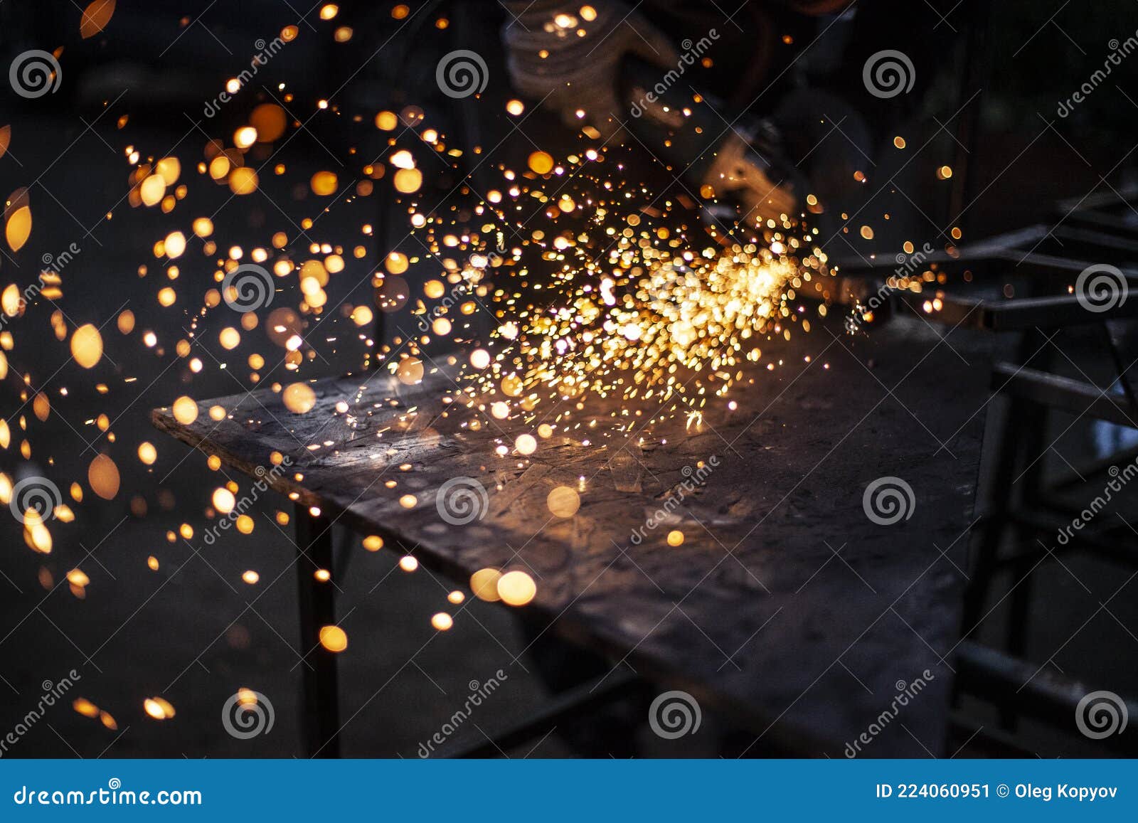 Metal Processing in the Workshop. Grinding Metal Stock Image - Image of ...