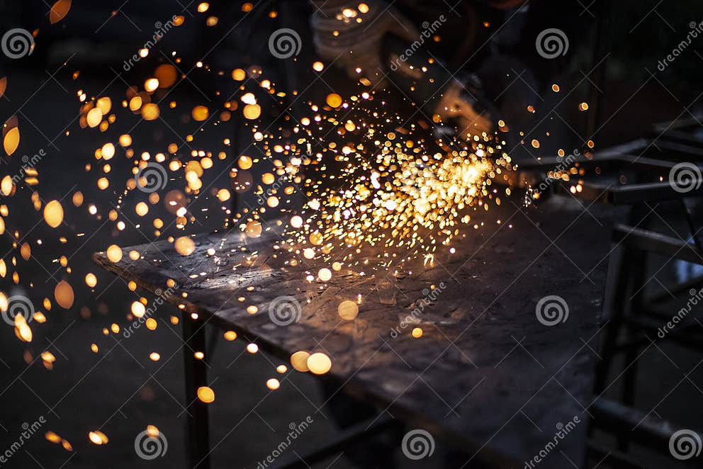 Metal Processing in the Workshop. Grinding Metal Stock Image - Image of ...