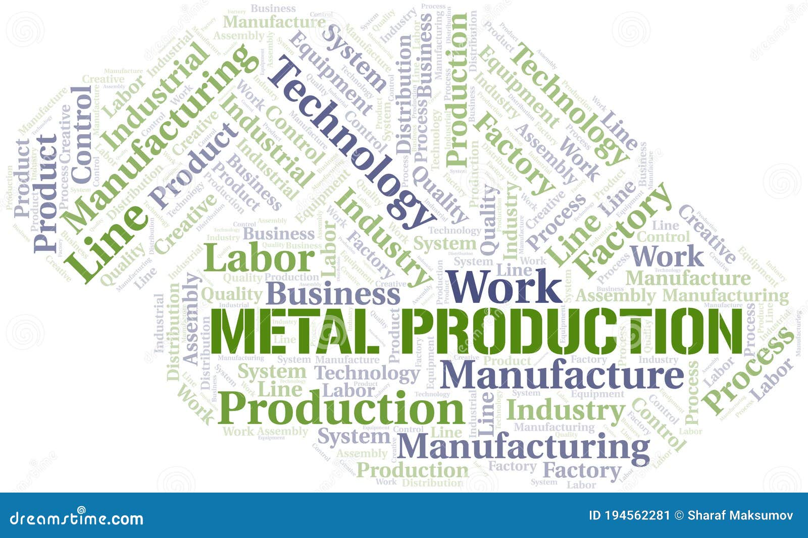 Metal Production Word Cloud Create with Text only. Stock Illustration ...