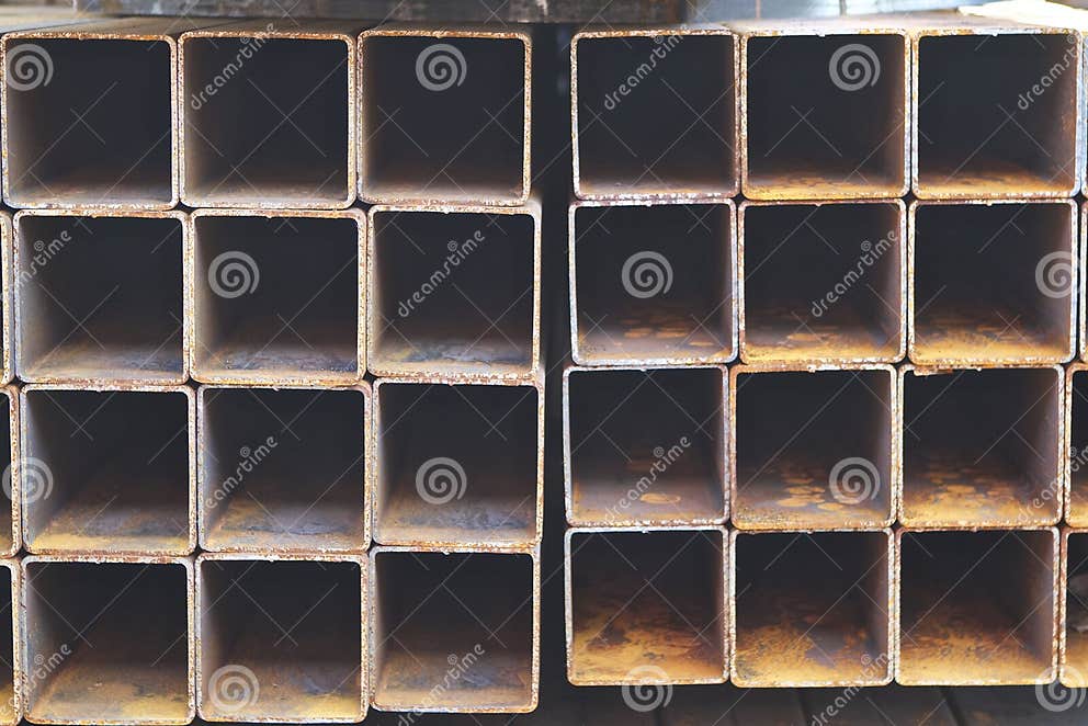 Metal Profile Pipe of Rectangular Cross Section in Packs Stock Photo ...