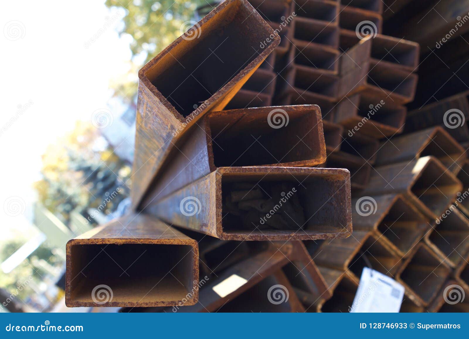 Metal Profile Pipe of Rectangular Cross Section in Packs Stock Image ...