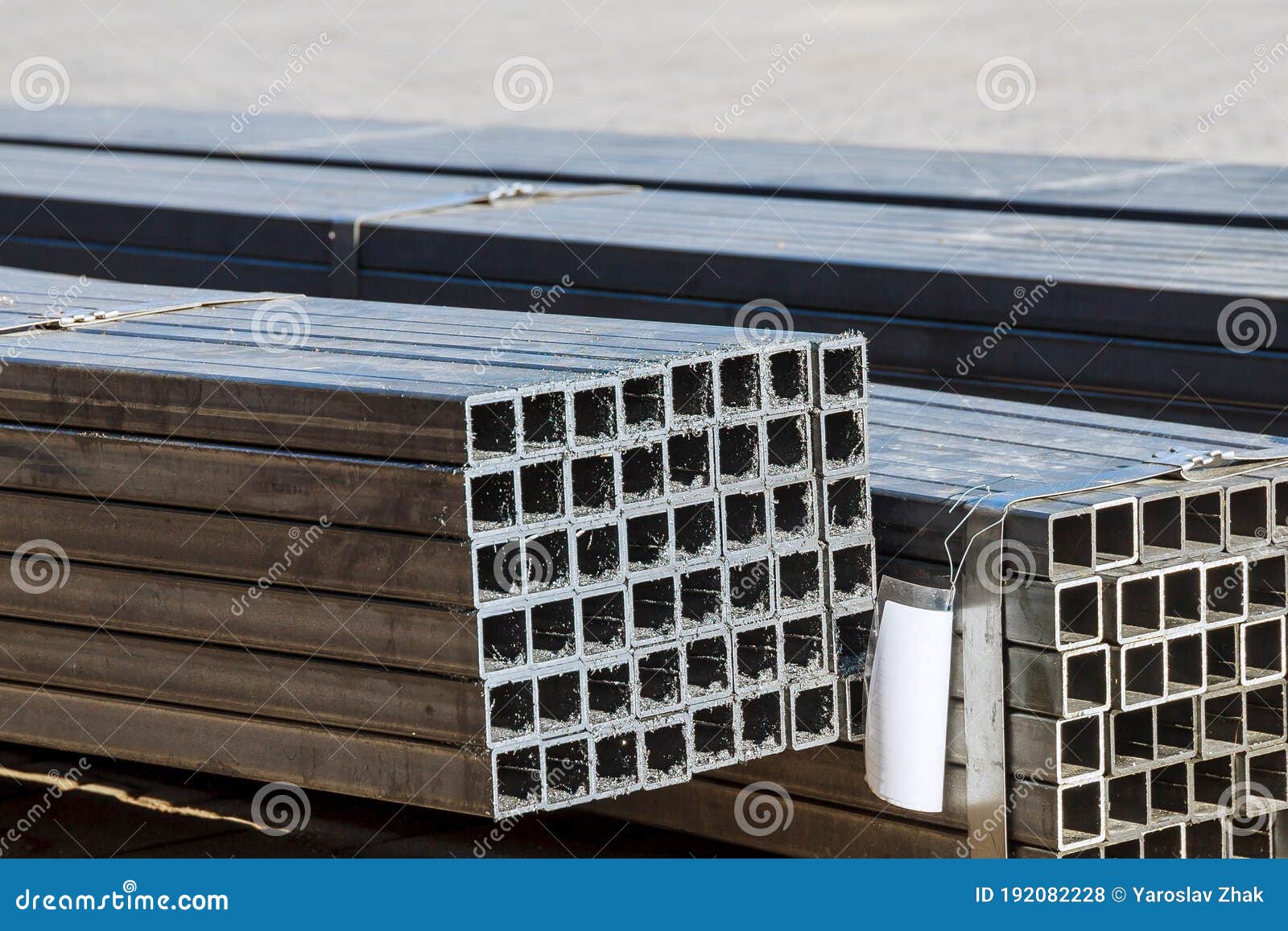 Metal Profile Pipe of Rectangular Cross Section in Packs Stock Photo ...