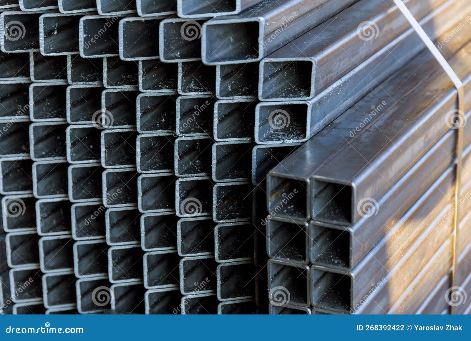 Metal Profile Pipe of Rectangular Cross Section in Packs Stock Photo ...