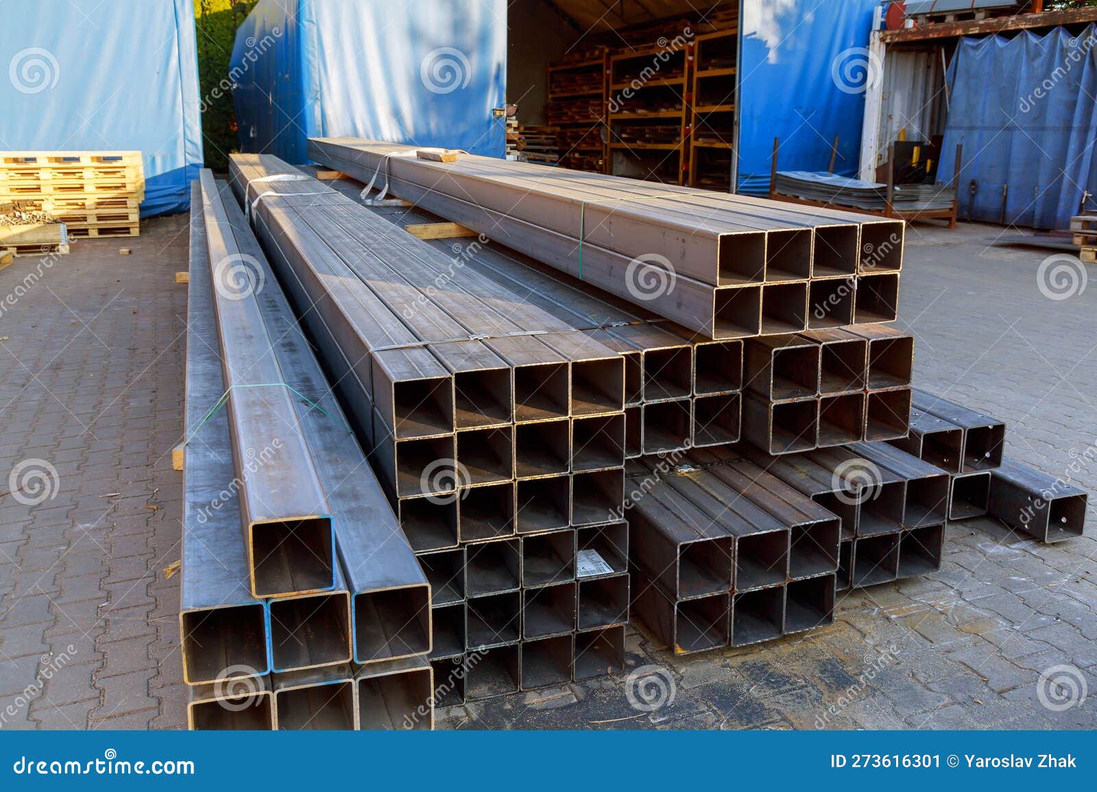 Metal Profile Pipe of Rectangular Cross Section in Packs Stock Image ...