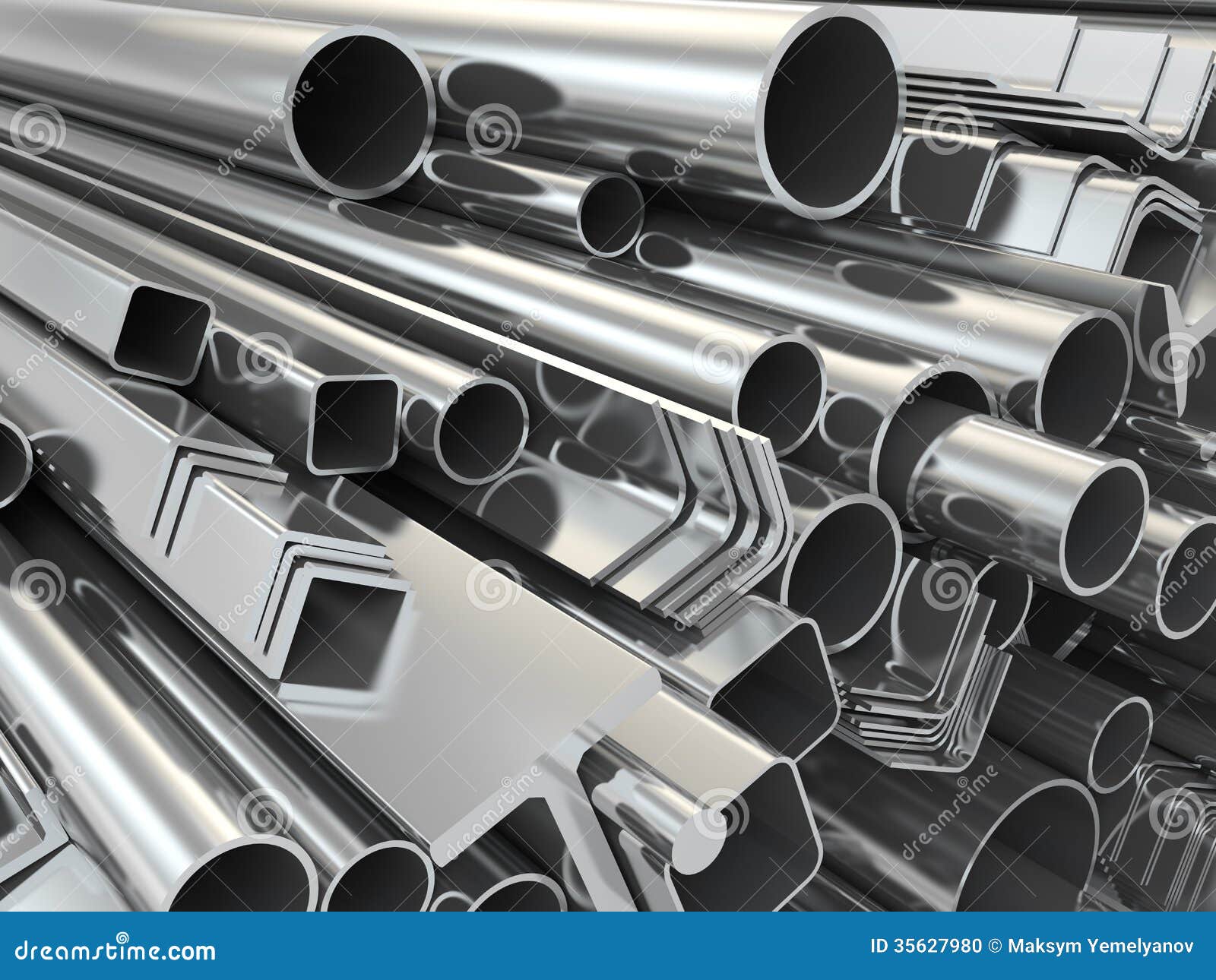 Metal Profile and Pipes on White Background. Stock Illustration ...