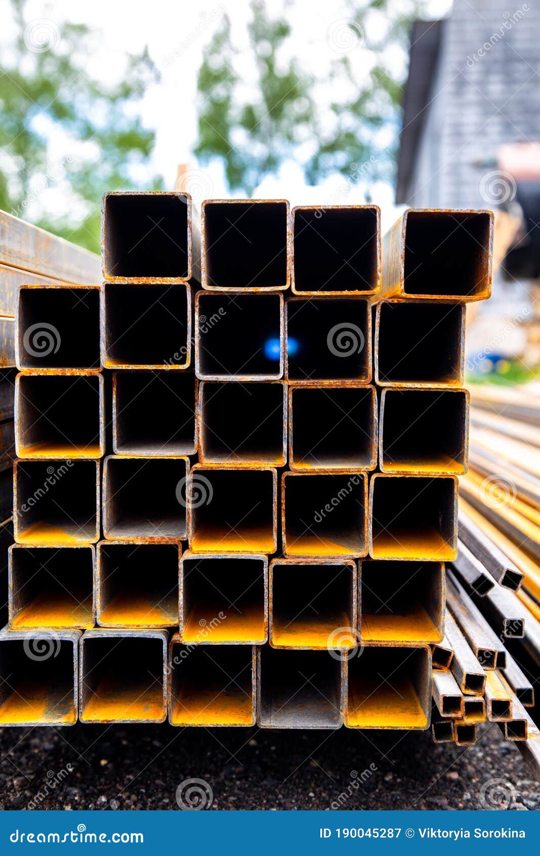 A Metal Profile Profile Pipe of Square Section for Construction, is ...