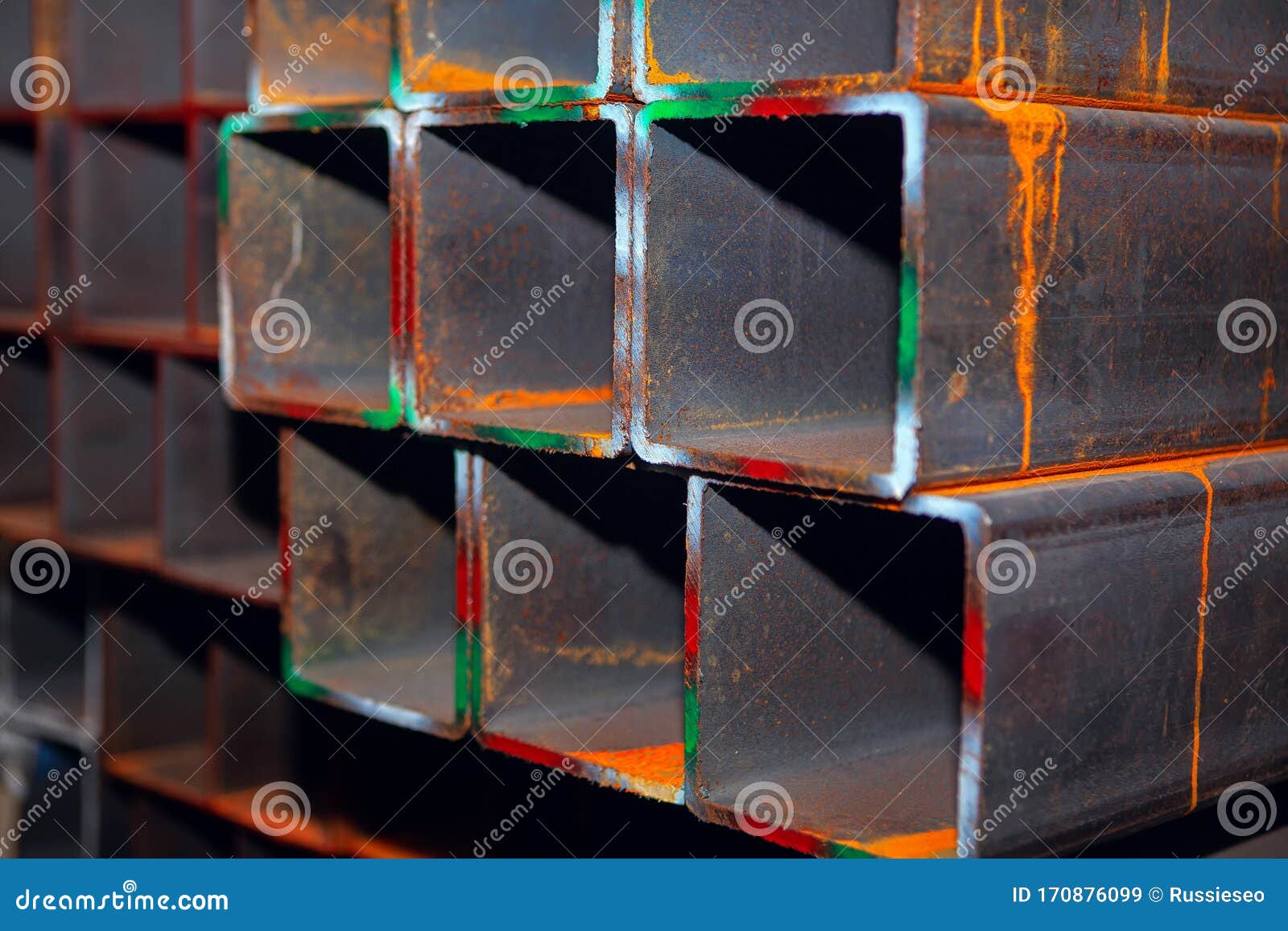 Metal profile square stock image. Image of structural - 170876099