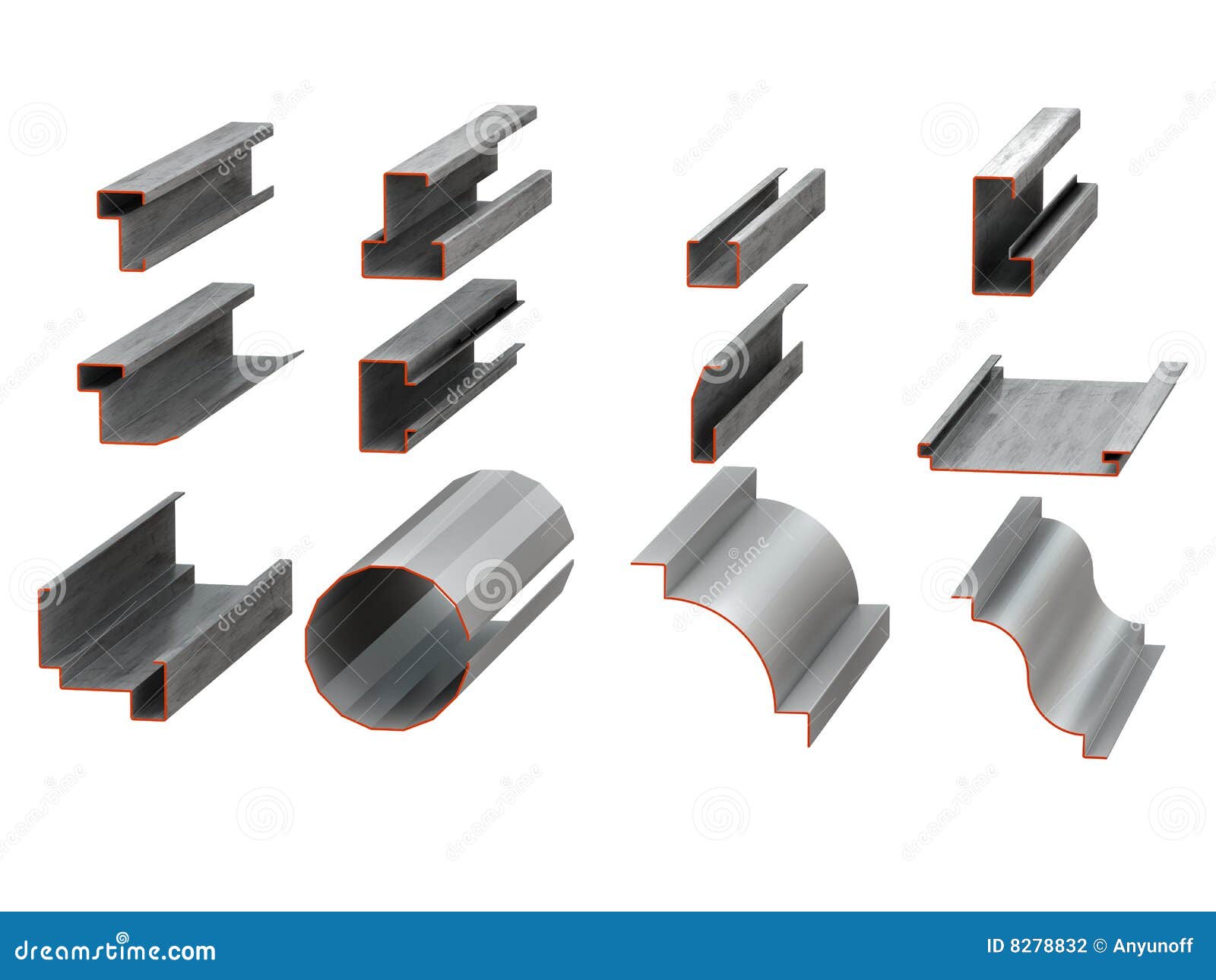 Metal profiles stock illustration. Illustration of stainless - 8278832