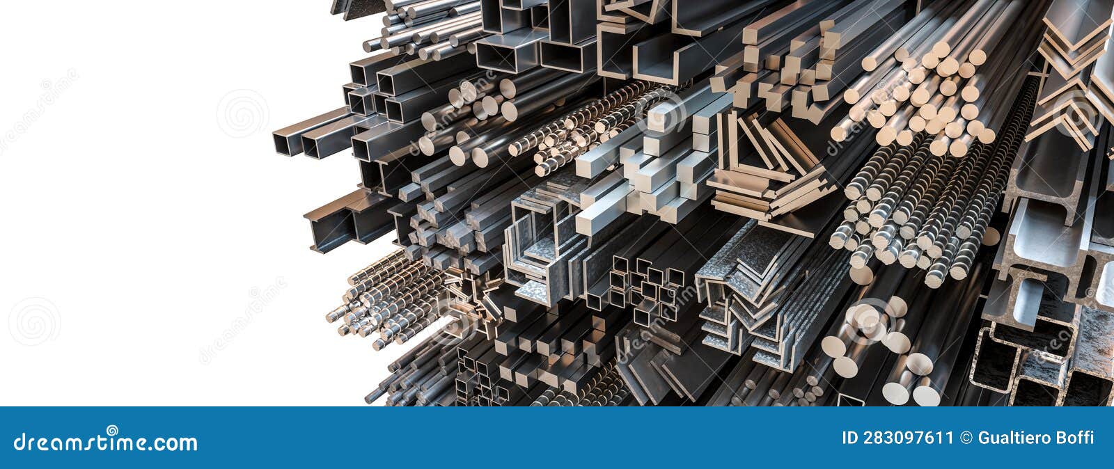 Metal Profiles and Bars on a White Background Stock Illustration ...