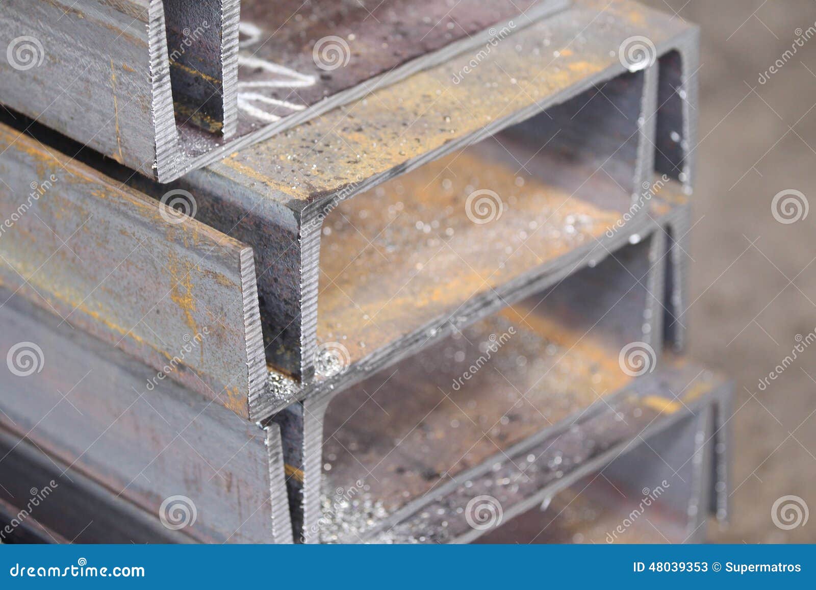 Metal profiles channel stock image. Image of steel, storage - 48039353