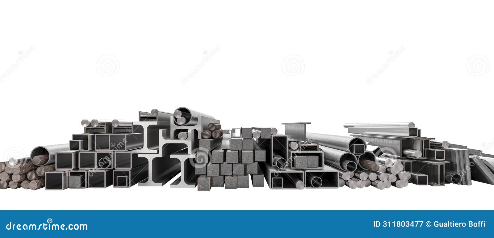 Metal Profiles of Different Shapes and Sizes. Isolated on White Stock ...