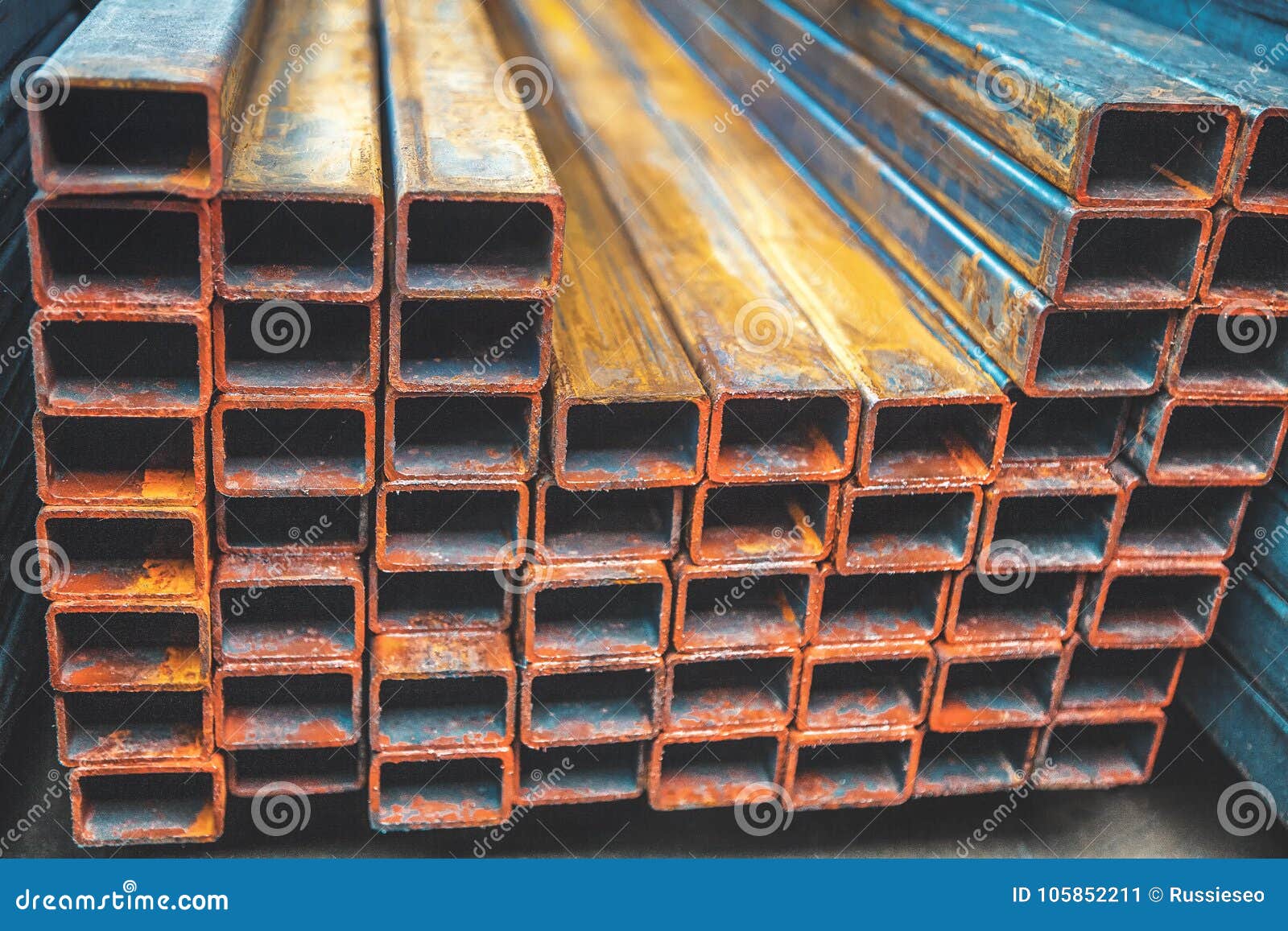 Metal Profiles with Rectangular Profile Stock Image - Image of hollow ...