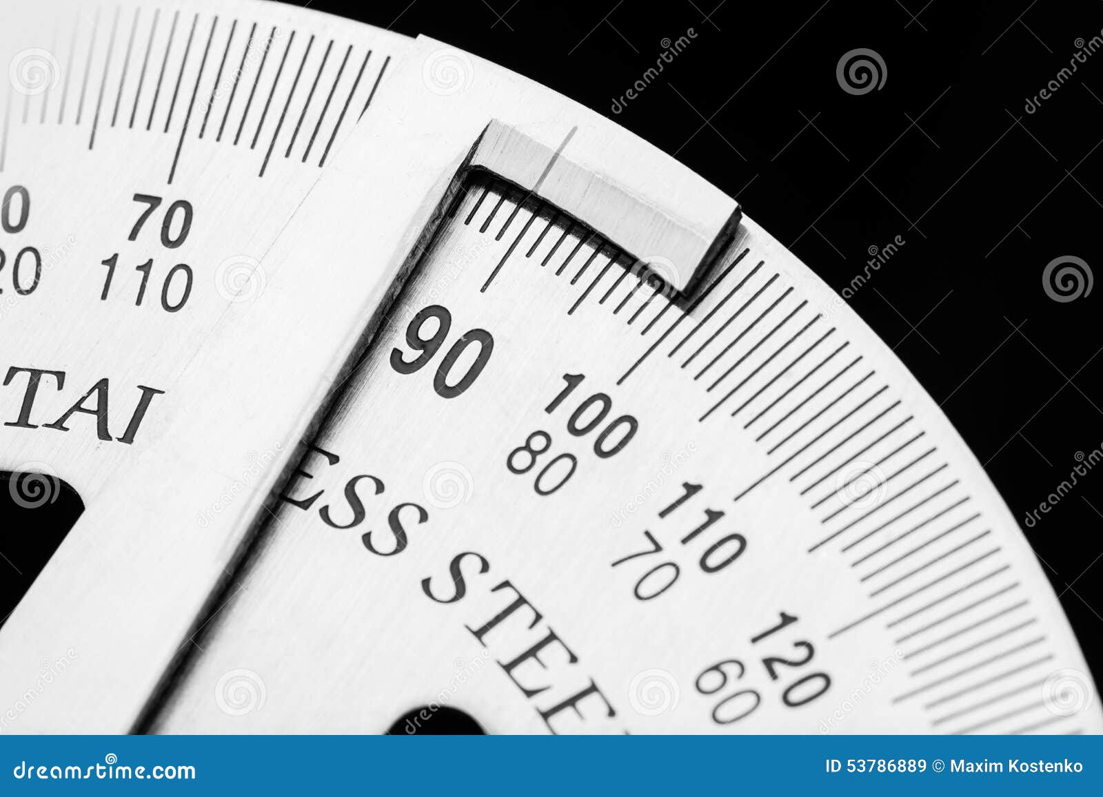 Metal Protractor on Black Background Stock Image - Image of black ...