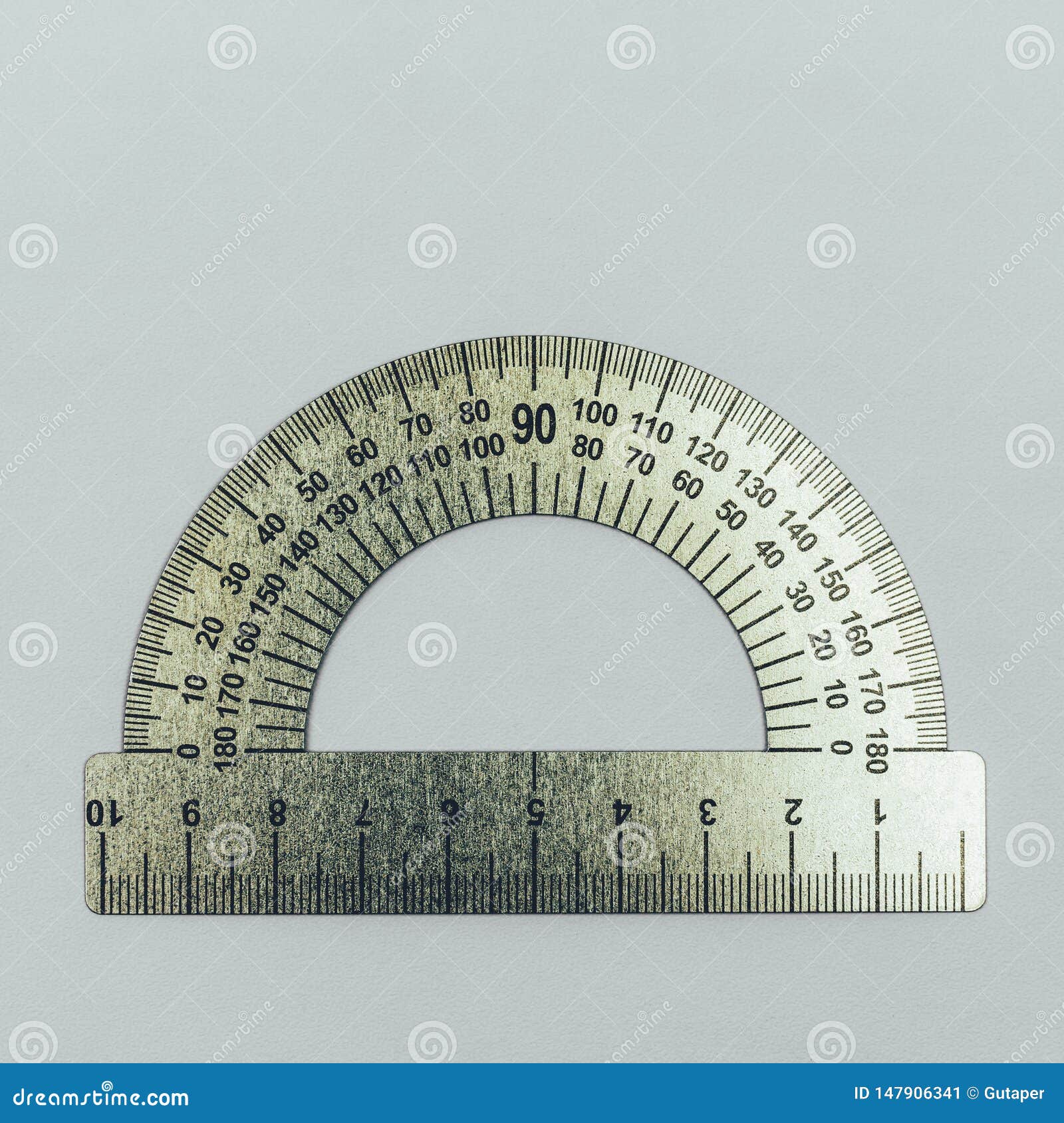 Metal Protractor Close-up on Grey Background Stock Image - Image of ...