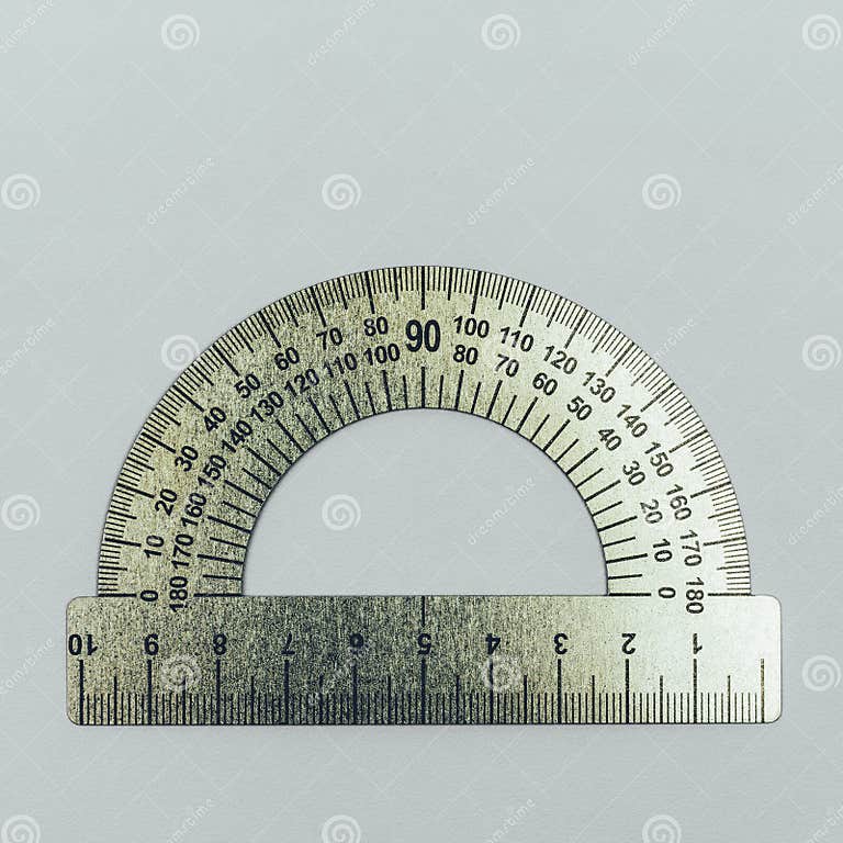 Metal Protractor Close-up on Grey Background Stock Image - Image of ...