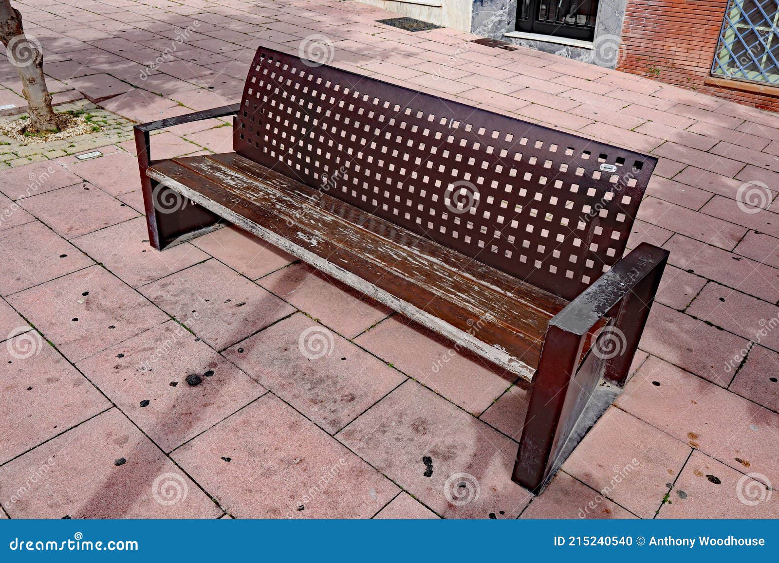 A Metal Public Seat with a Square Grid Pattern in a Public Plaza in ...
