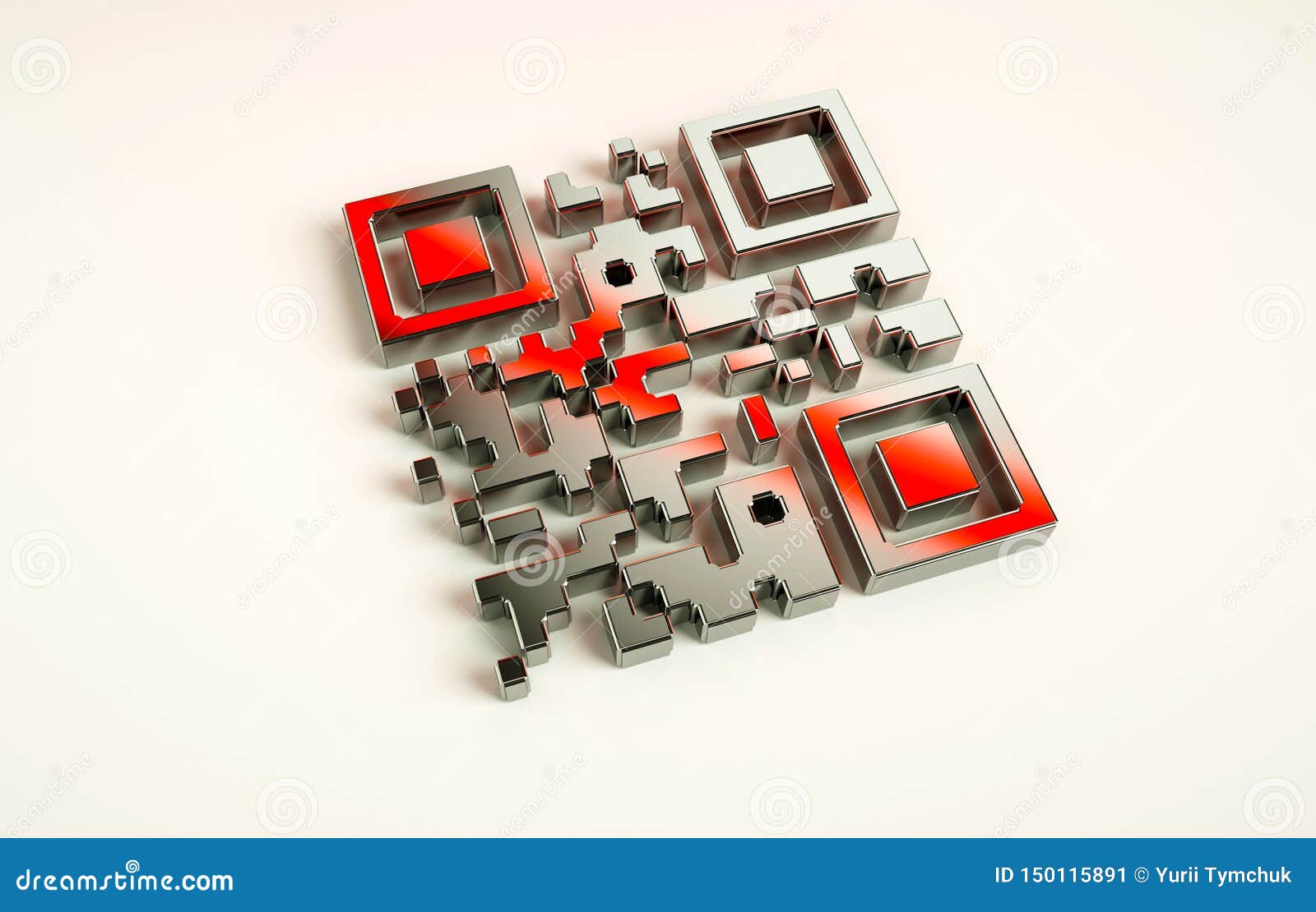 Metal QR Code with Scanning Red Line - 3d Render, 3d Illustration Stock ...