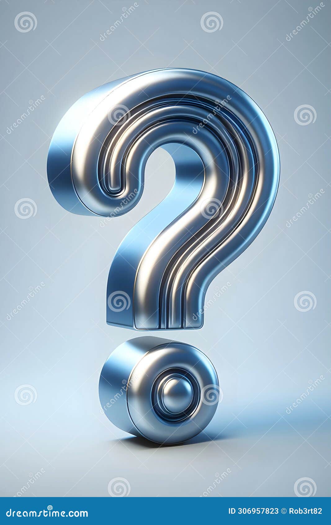 Metal Question Mark on Blue Background. 3D Rendering Stock Illustration ...