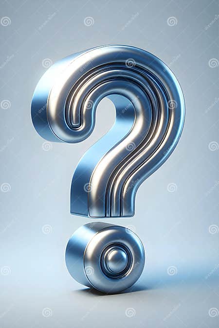 Metal Question Mark on Blue Background. 3D Rendering Stock Illustration ...
