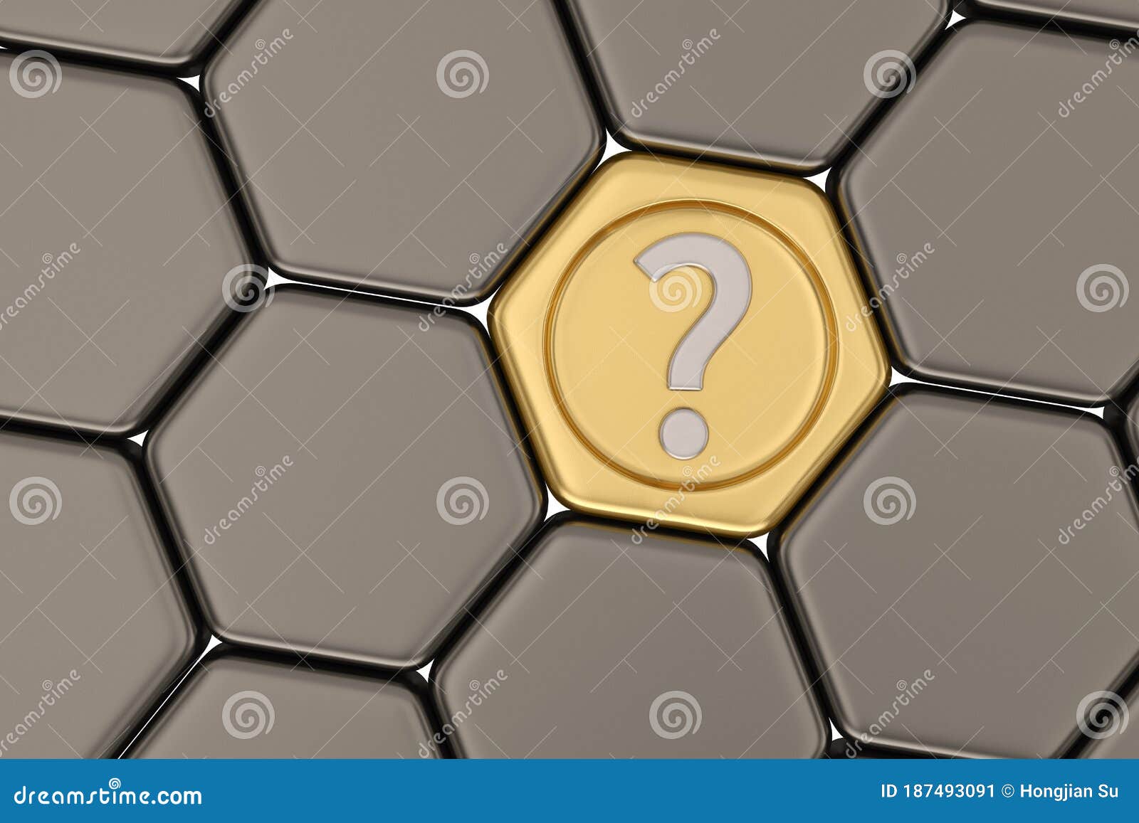 Metal Question Mark with Hexagon. 3D Illustration Stock Illustration ...