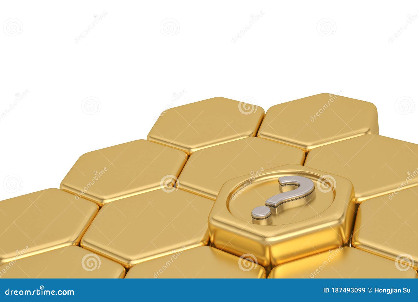 Metal Question Mark with Hexagon. 3D Illustration Stock Illustration ...