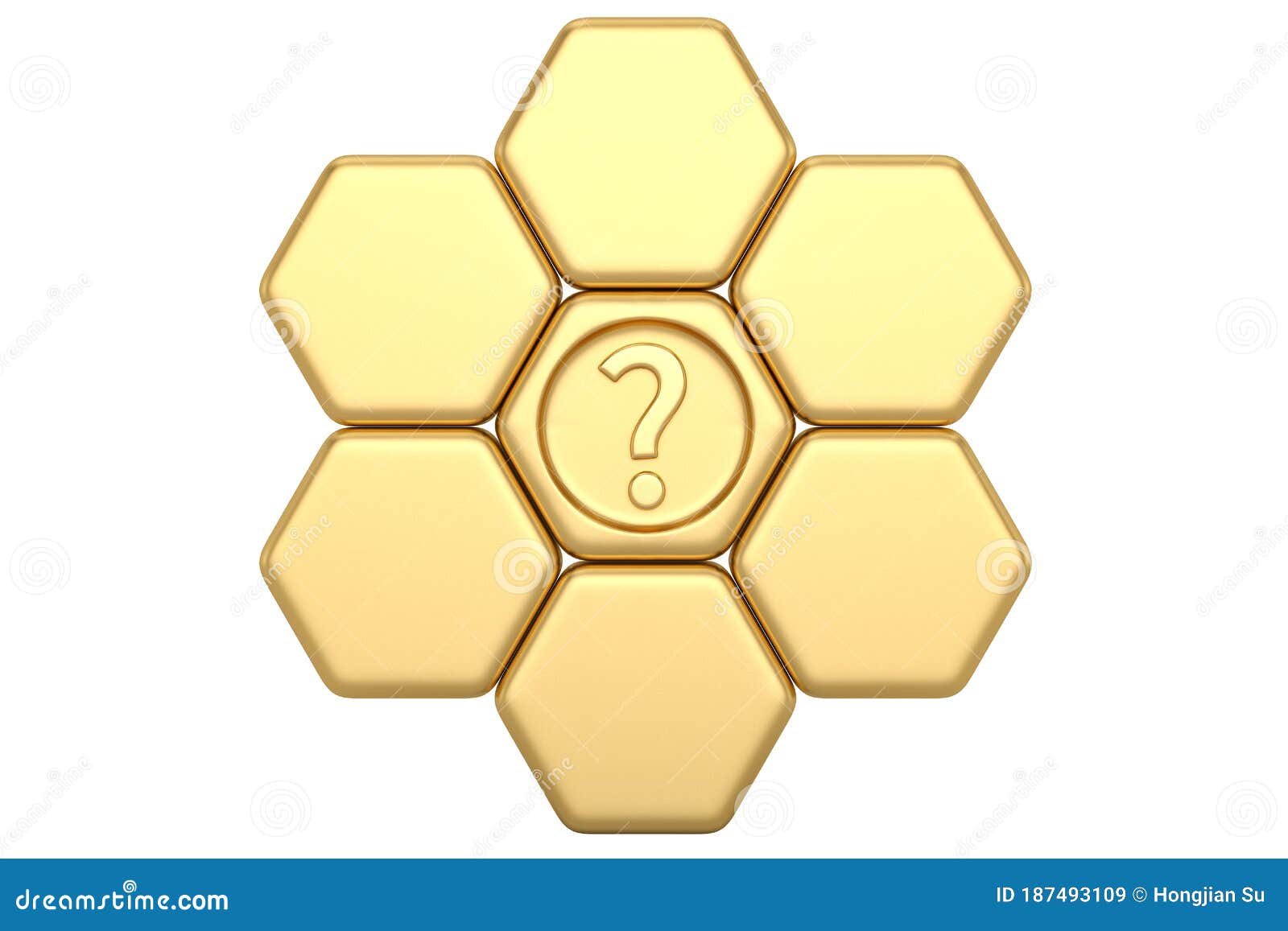 Metal Question Mark with Hexagon. 3D Illustration Stock Illustration ...