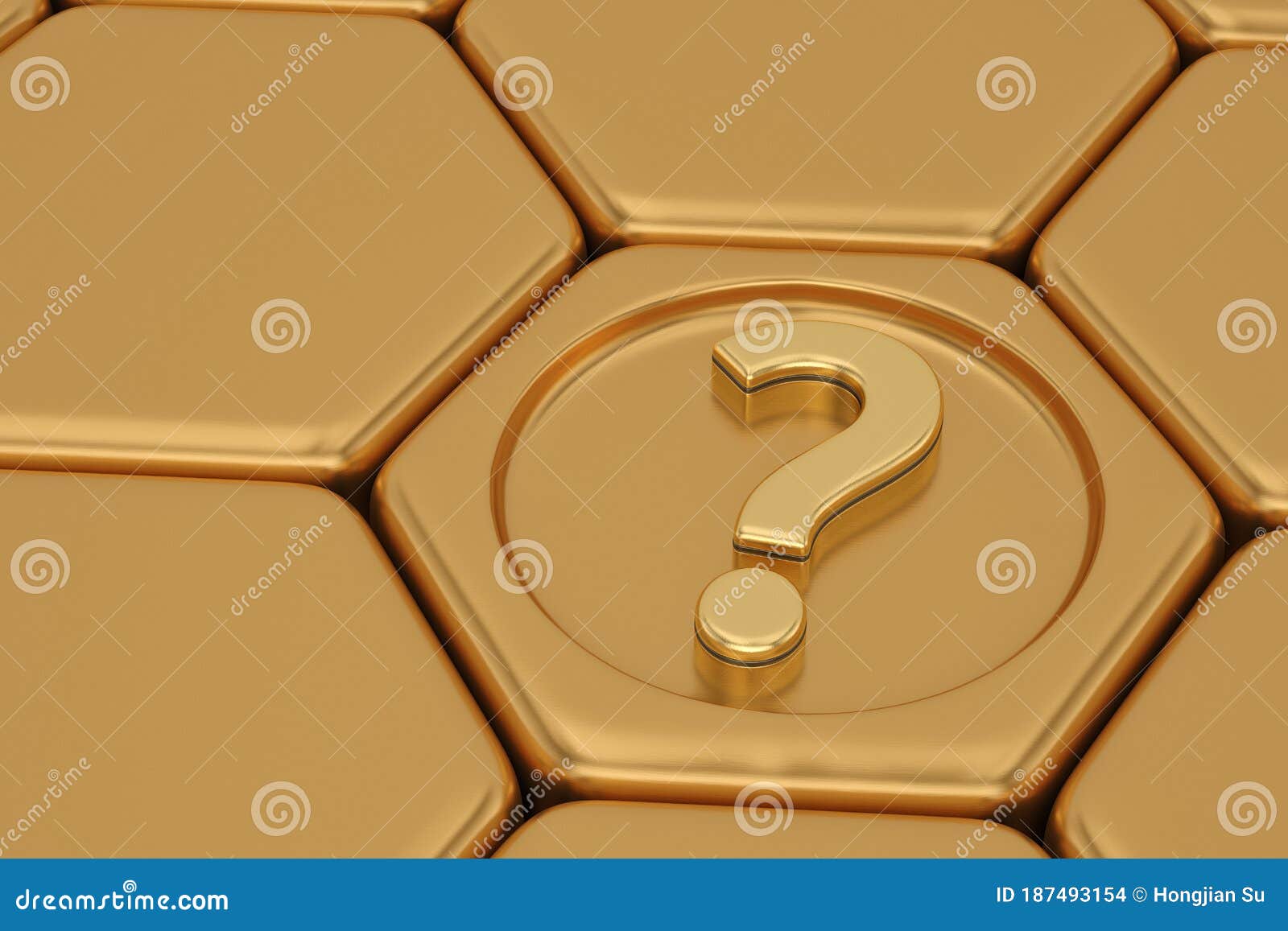 Metal Question Mark with Hexagon. 3D Illustration Stock Illustration ...
