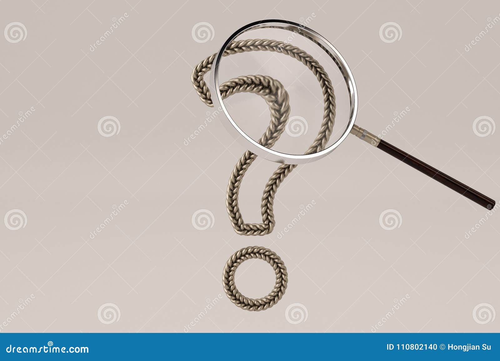 Metal Question Mark with Magnifying Glass.3D Illustration. Stock ...