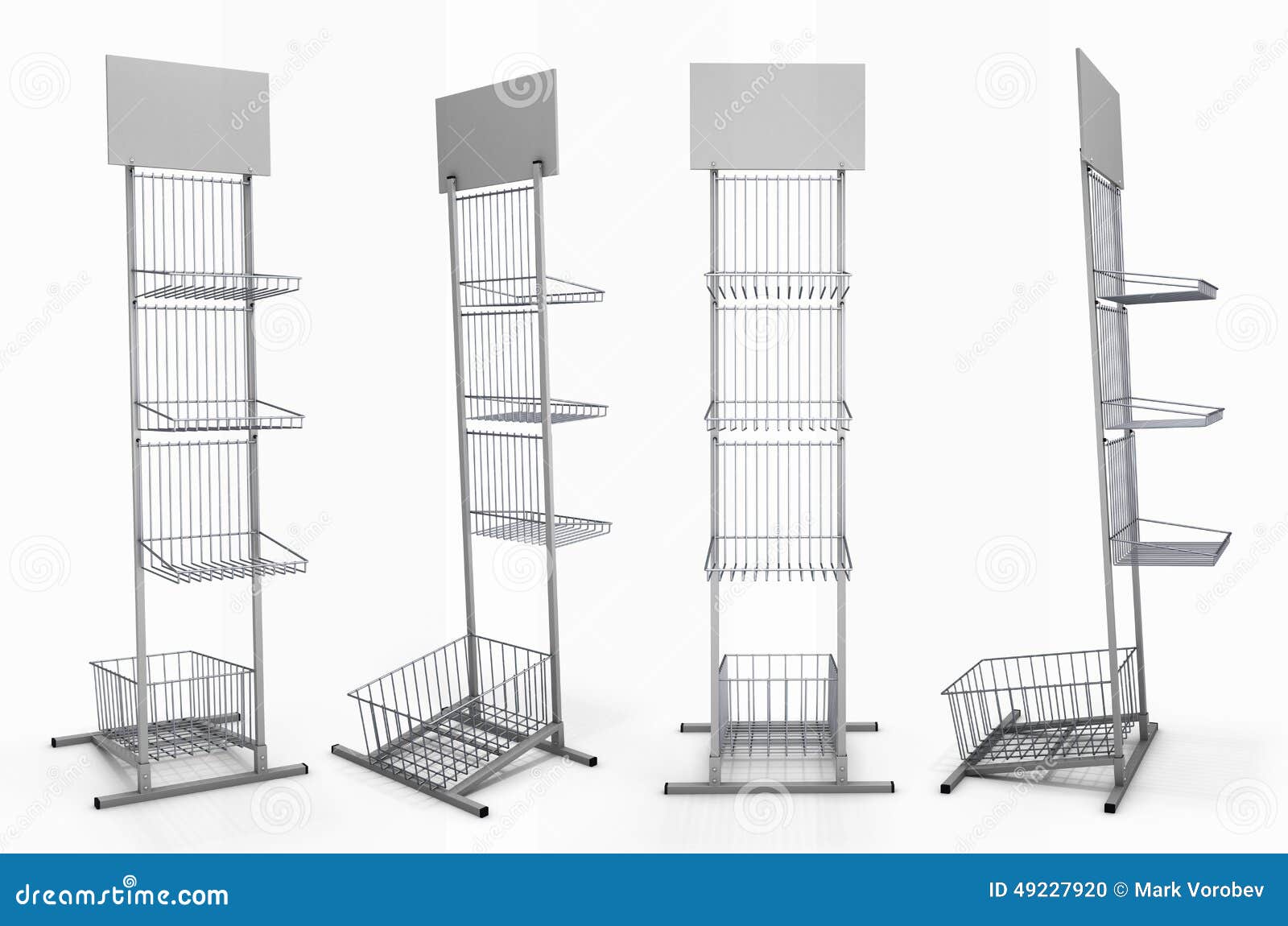 Metal Rack with Baskets for Product Exposition with Blank Shelf Stock ...