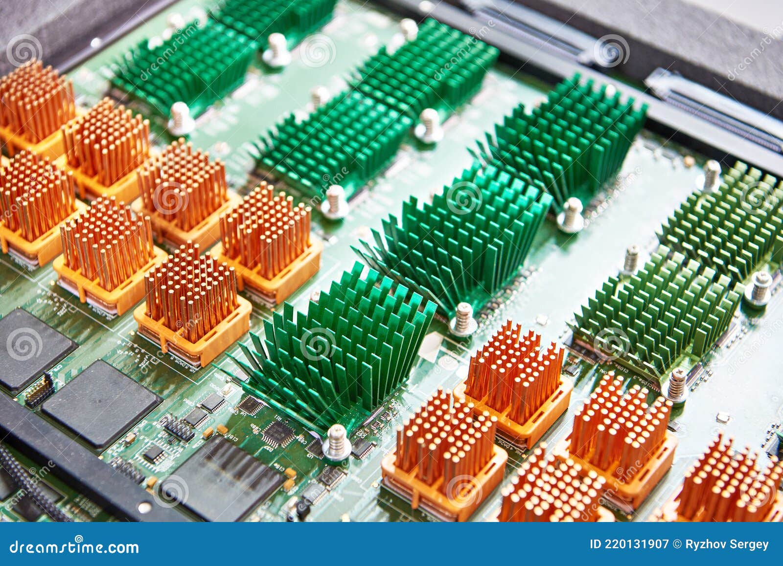 Metal Radiators on Microcircuit Chips Stock Image - Image of cooling ...