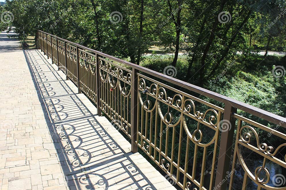 Metal Railing of Bridge and Its Shadow Stock Image - Image of guard ...