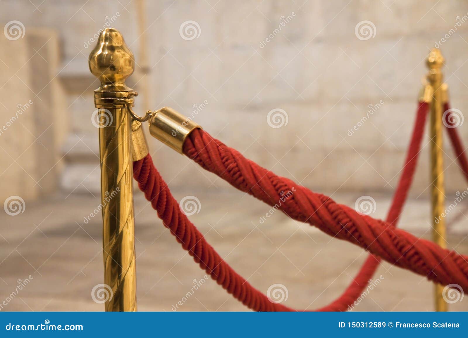 Metal Railing Stand with Red Rope for Museum or Exhibition Stock Image ...
