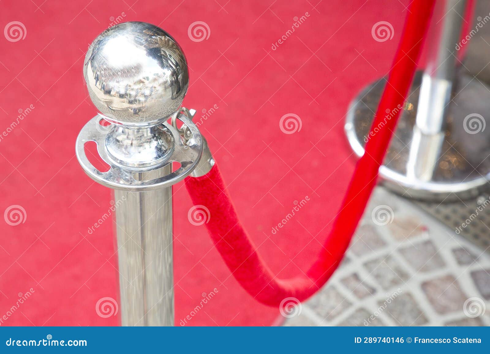 Metal Railing Stand with Red Rope for Museum or Exhibition Stock Photo ...